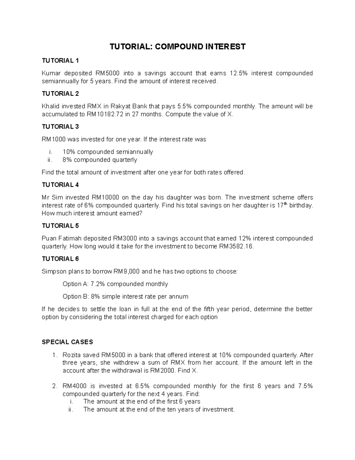 Tutorial Compound Interest - TUTORIAL: COMPOUND INTEREST TUTORIAL 1 ...