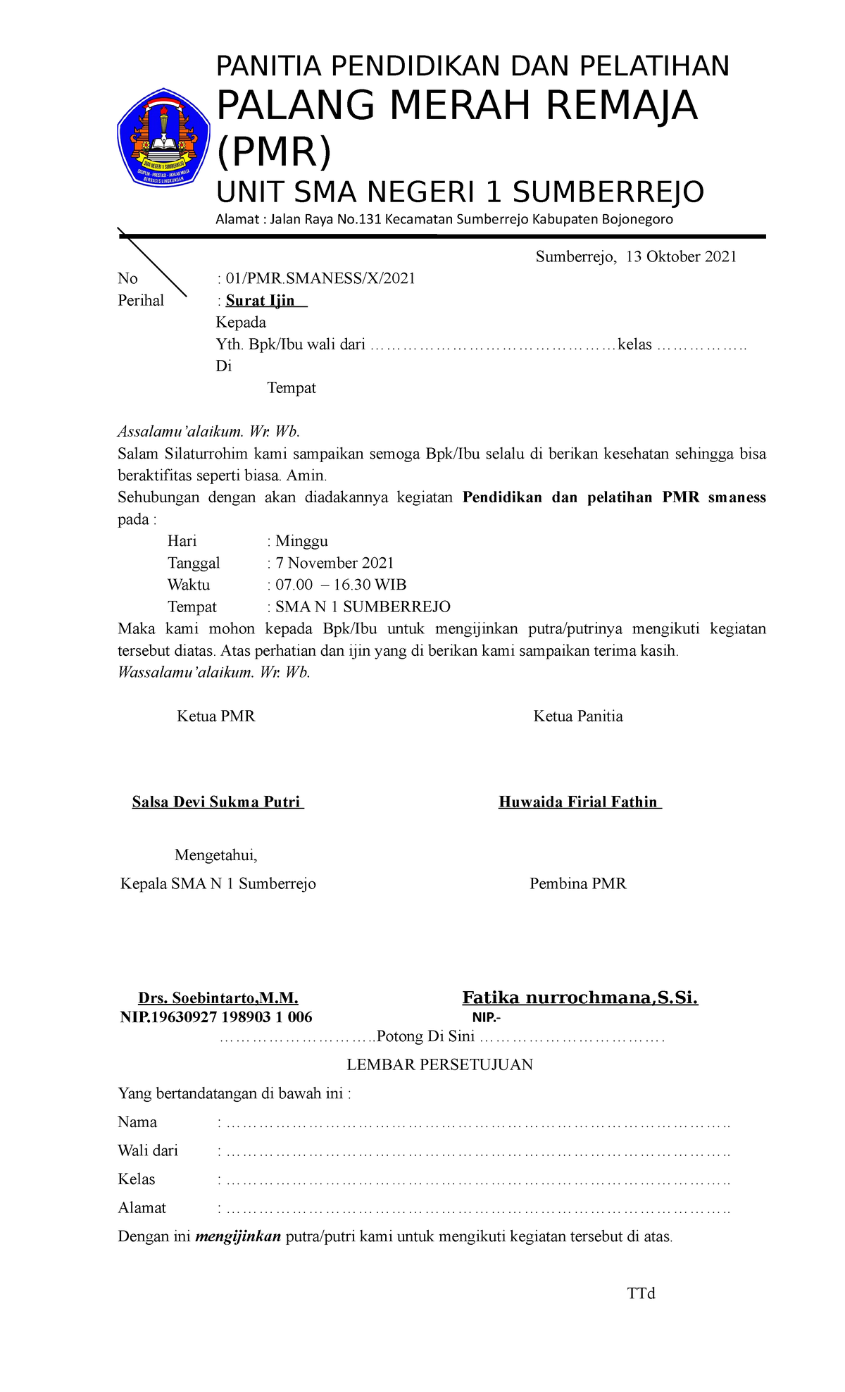 Surat ijin pmr 2021 - PALANG MERAH REMAJA (PMR) UNIT SMA NEGERI 1 ...