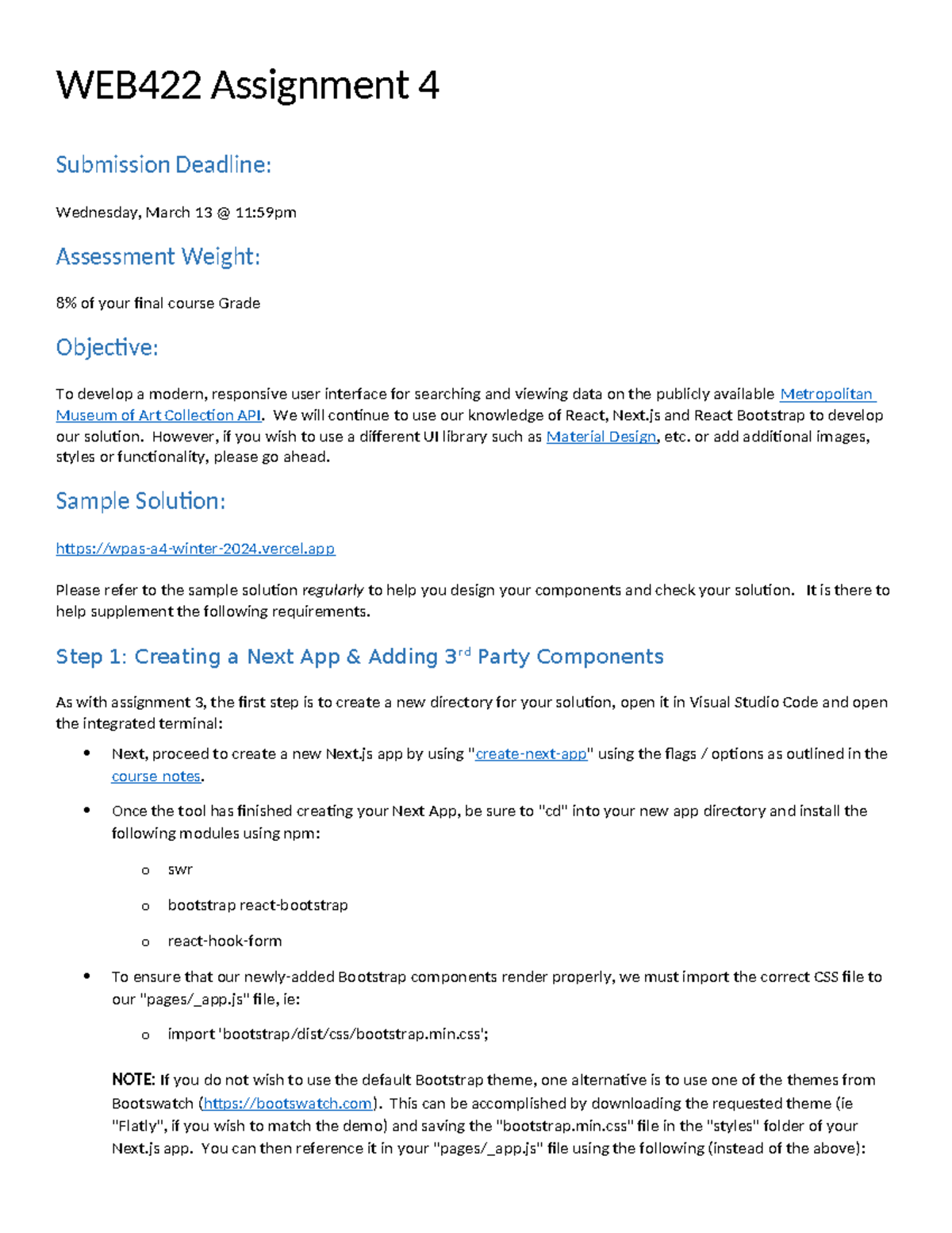 WEB422 Assignment 4 - asas - WEB422 Assignment 4 Submission Deadline: Wednesday, March 13 @ 11 ...