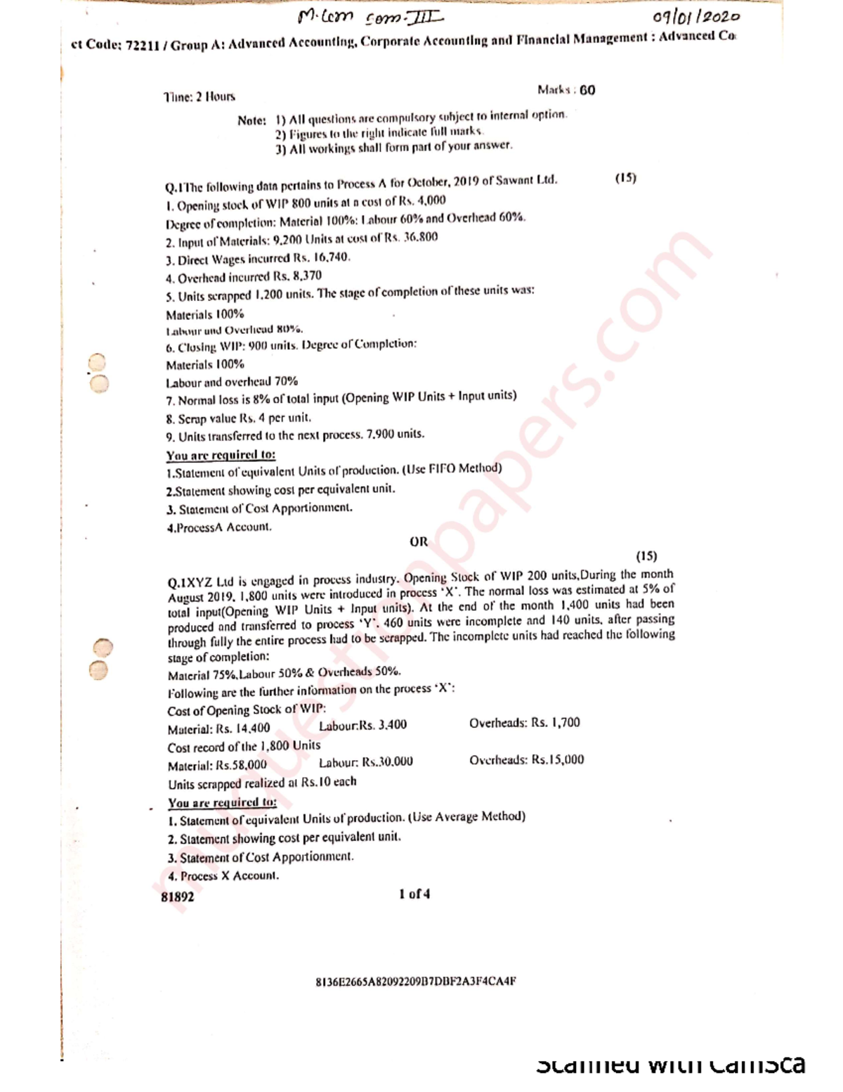 Commerce mcom-master-of-commerce semester-3 2019 december advanced-cost-accounting-cbcgs - M et ...