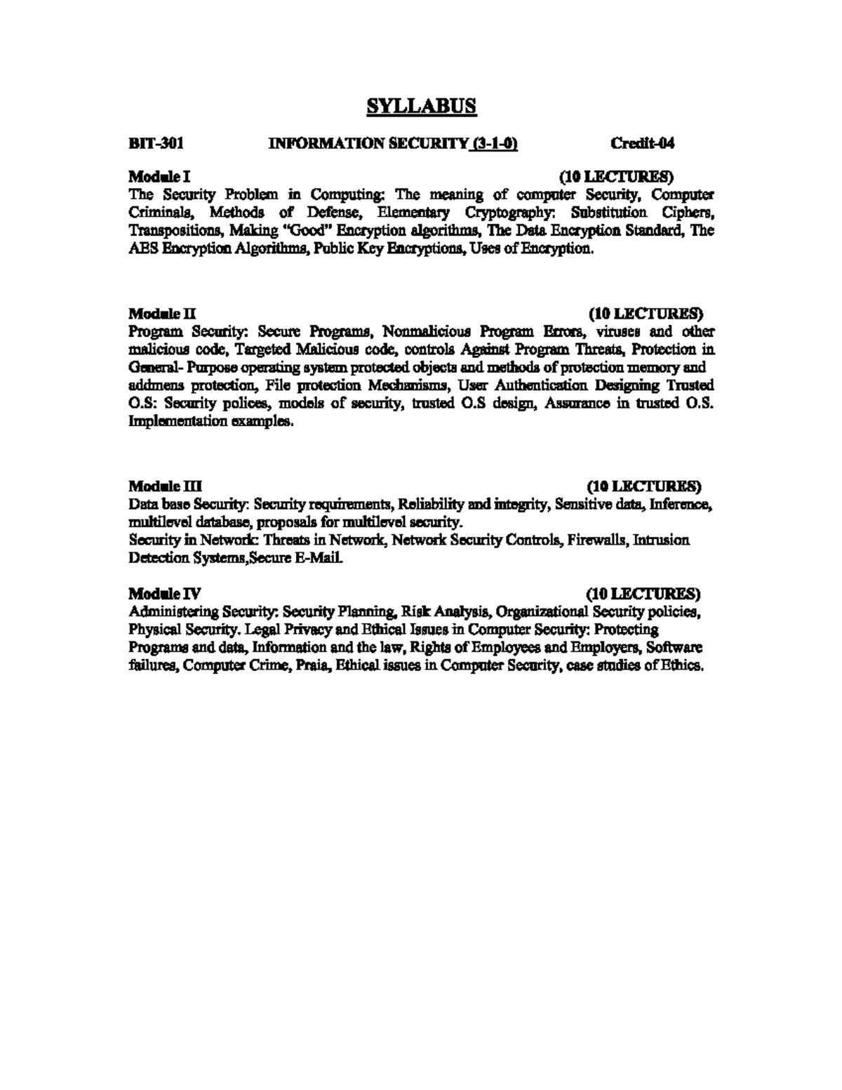 Information Security - Computer Science and engineering - Studocu