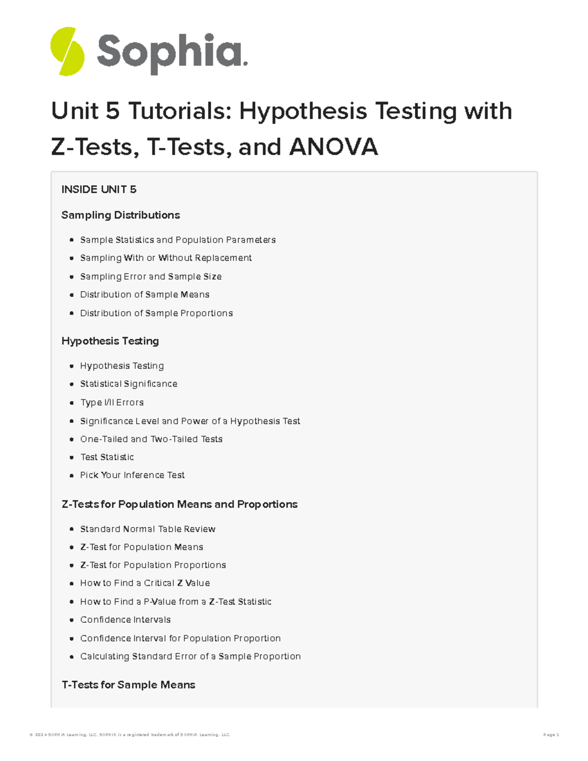 Unit 5 Tutorials Hypothesis Testing With Z Tests T Tests And Anova