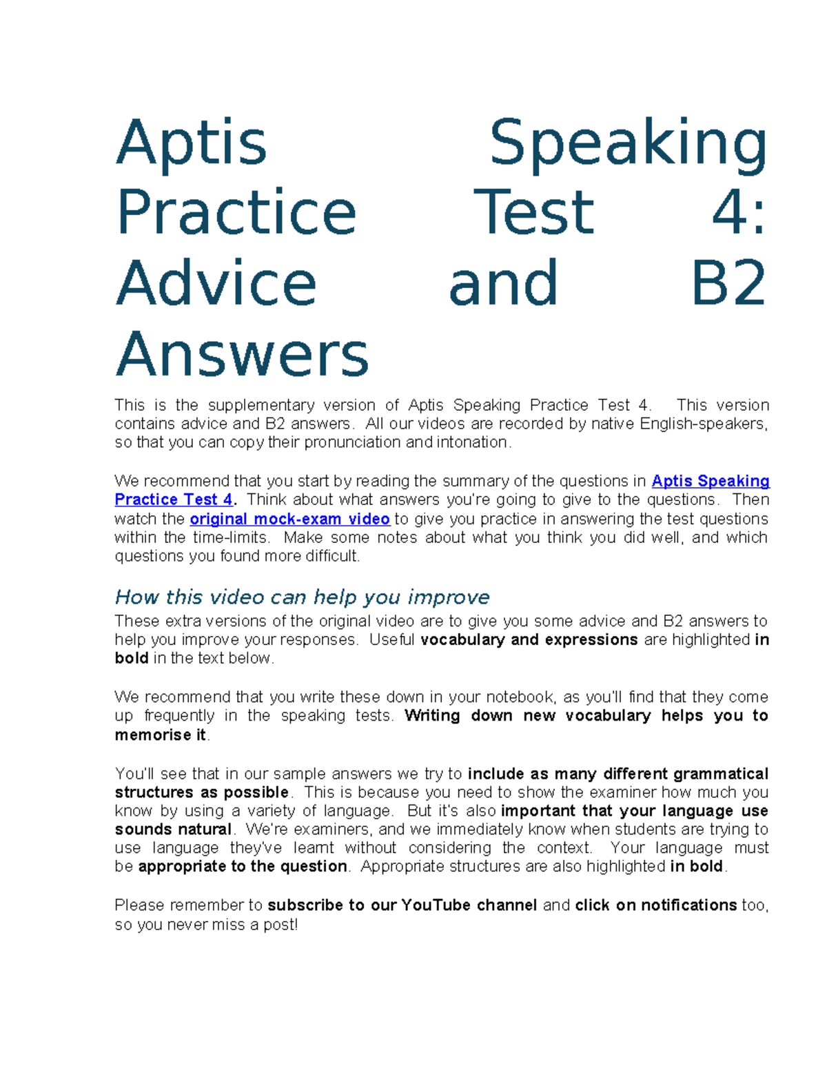 Speaking Sample 4 - learning english - Aptis Speaking Practice Test 4 ...