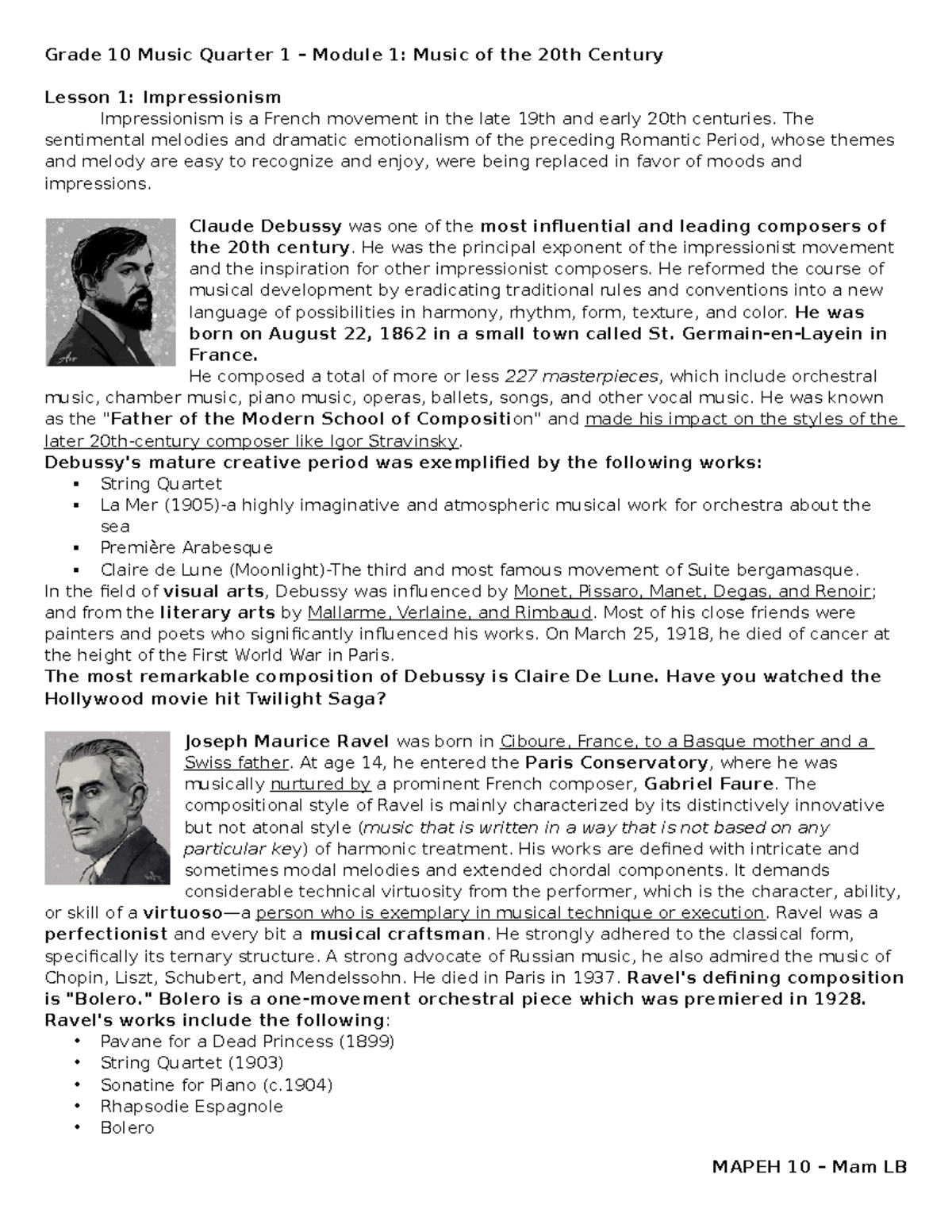 Mapeh 10 Q1 L1 Music - Lecture - Grade 10 Music Quarter 1 – Module 1 ...