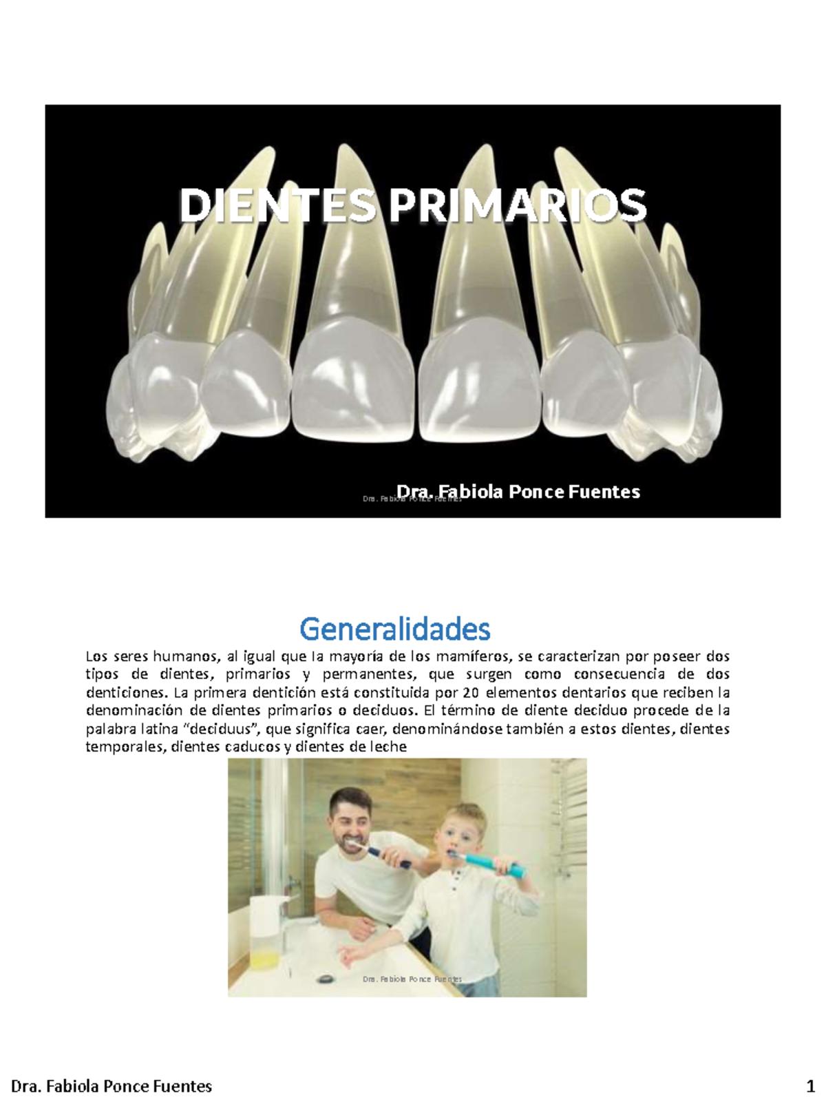 Dientes Primarios - DIENTES PRIMARIOS Dra. Fabiola Ponce Fuentes Dra ...