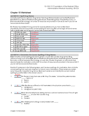 Chapter 4 Worksheet - Administrative Medical Assisting, 8th Ed Chapter ...