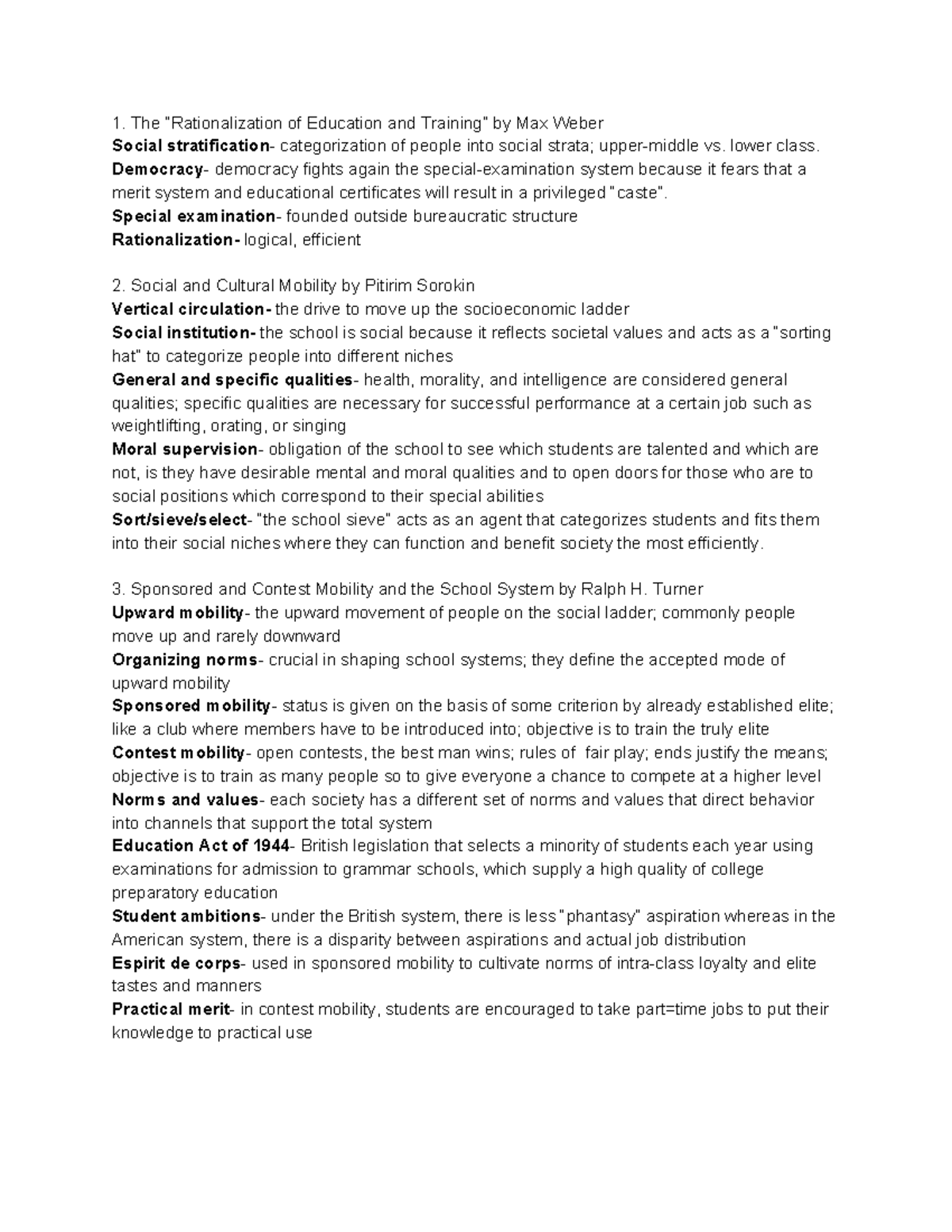 Key Concepts from Readings - The “Rationalization of Education and ...