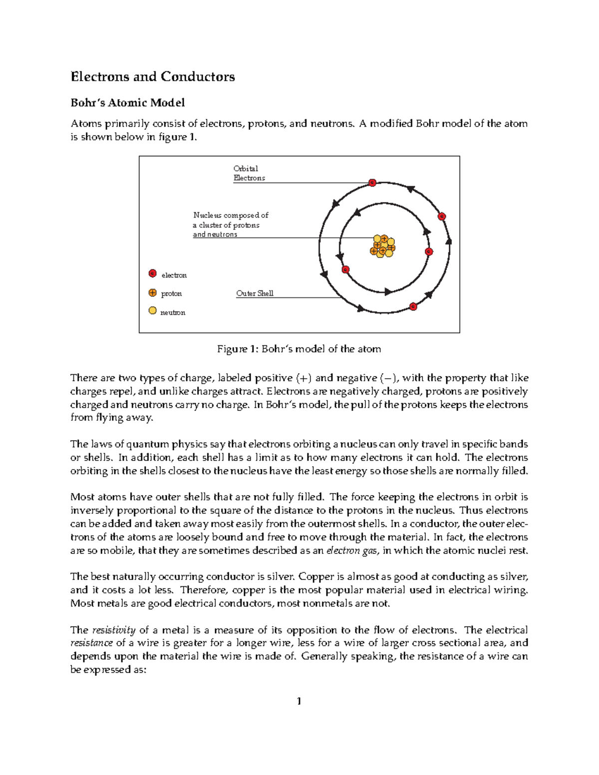 Electrons and conductors - Electrons and Conductors Bohr’s Atomic Model ...
