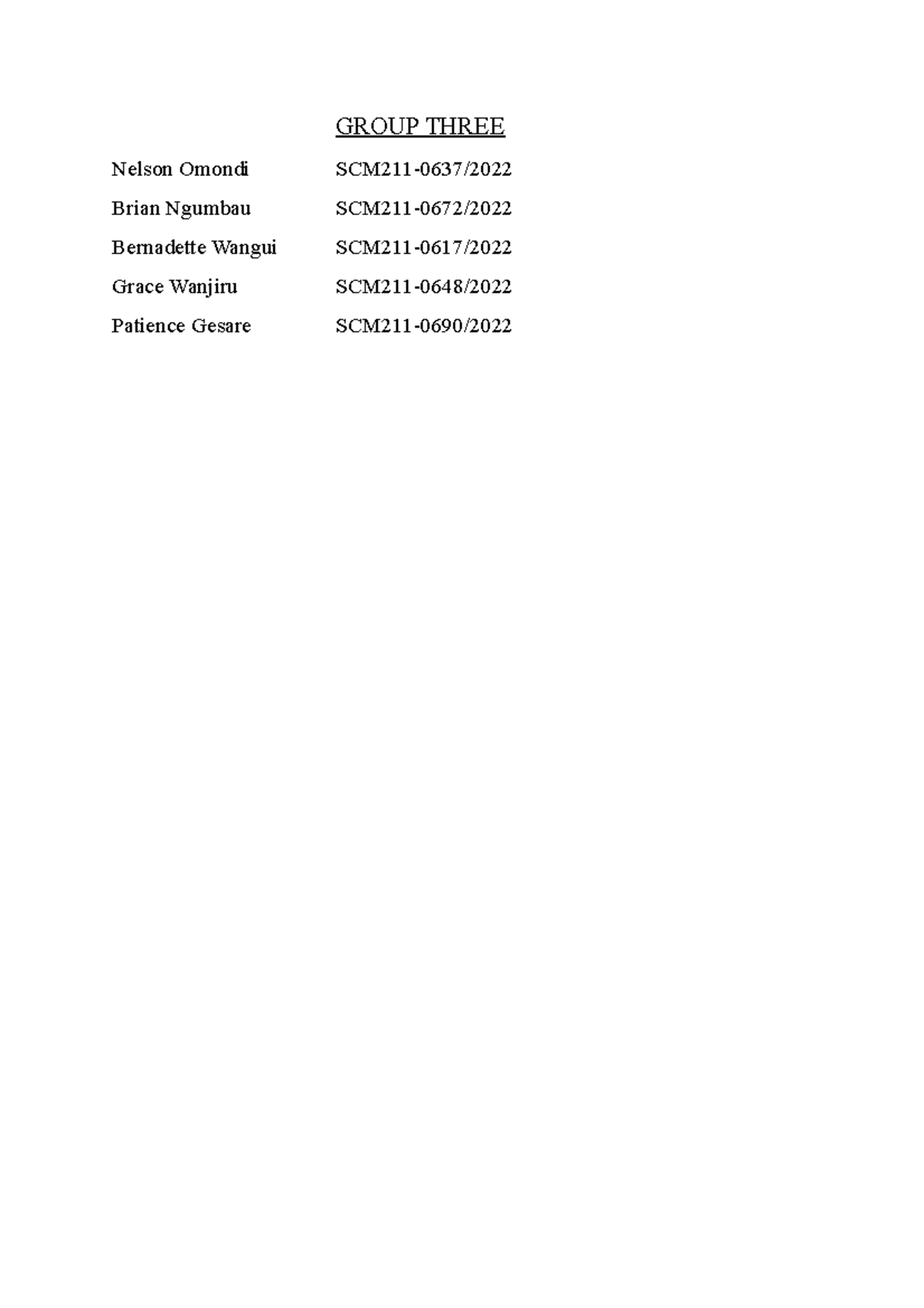 Osgroupassgn - Group work - GROUP THREE Nelson Omondi SCM211-0637 ...