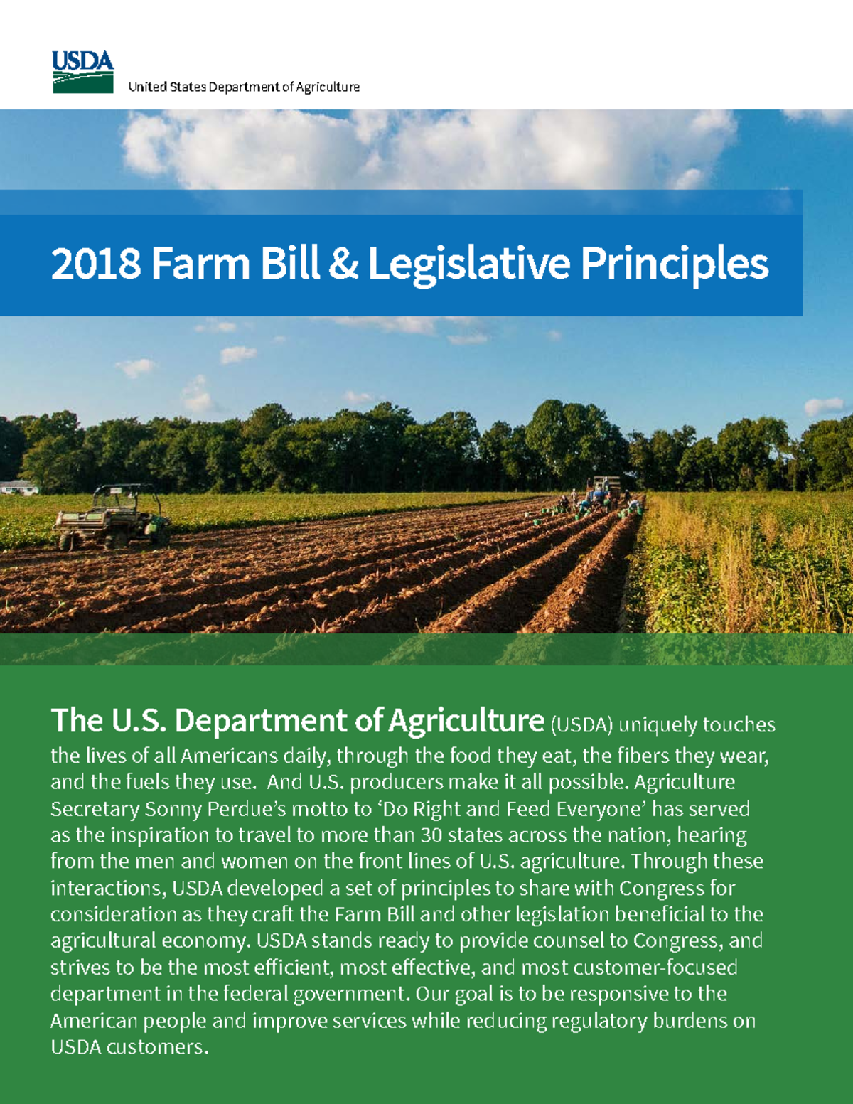 2018 farm bill and legislative principles - United States Department of ...