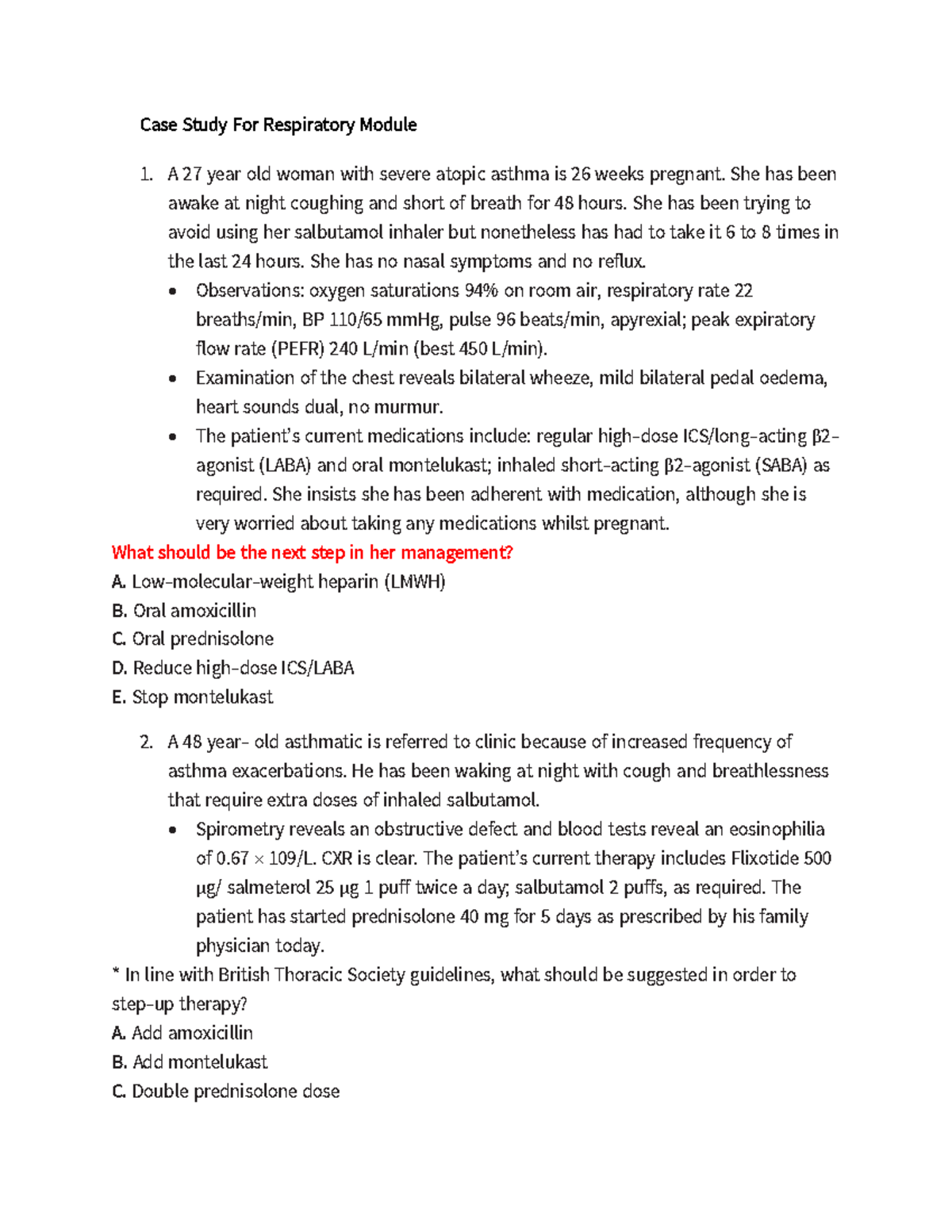 Respiratory-Case - Pharmacology practice for respiration module - Case ...