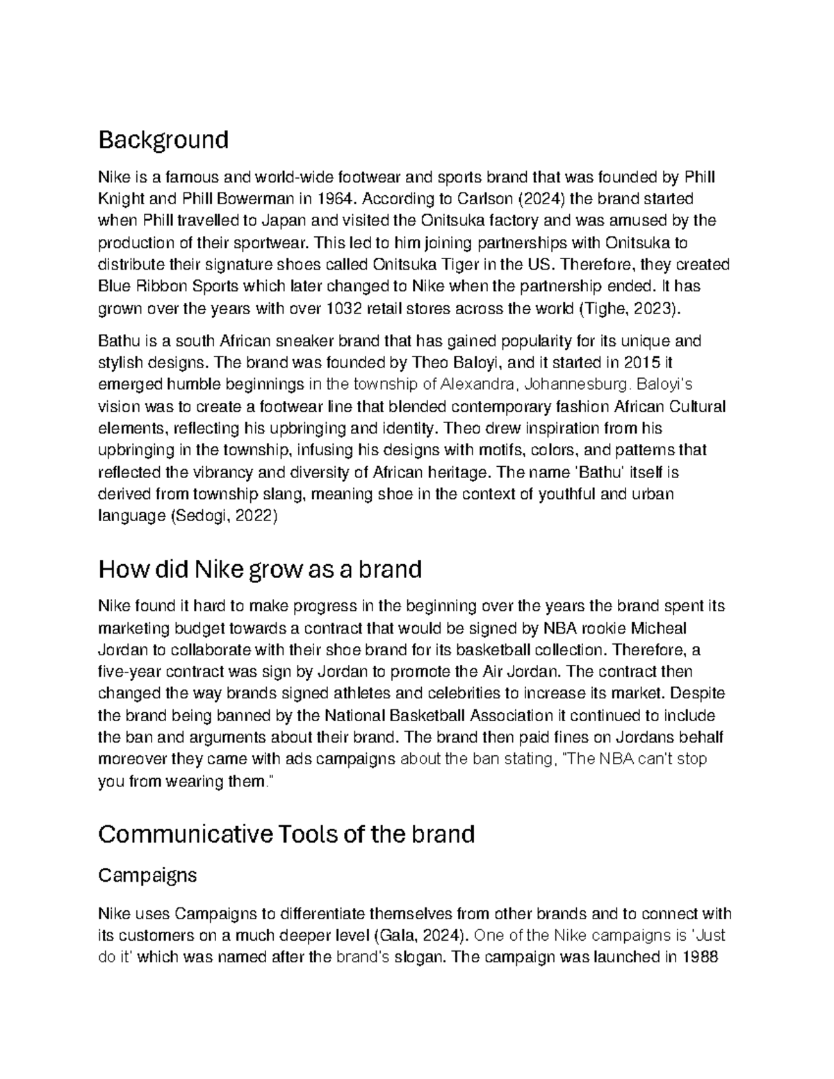 Document 8 - This is the body of an essay - Background Nike is a famous ...