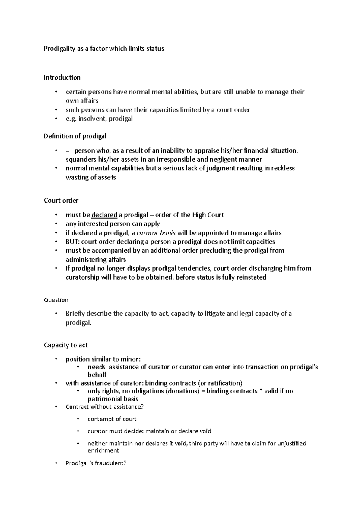 Prodigality as a factor that influences status - Prodigality as a ...