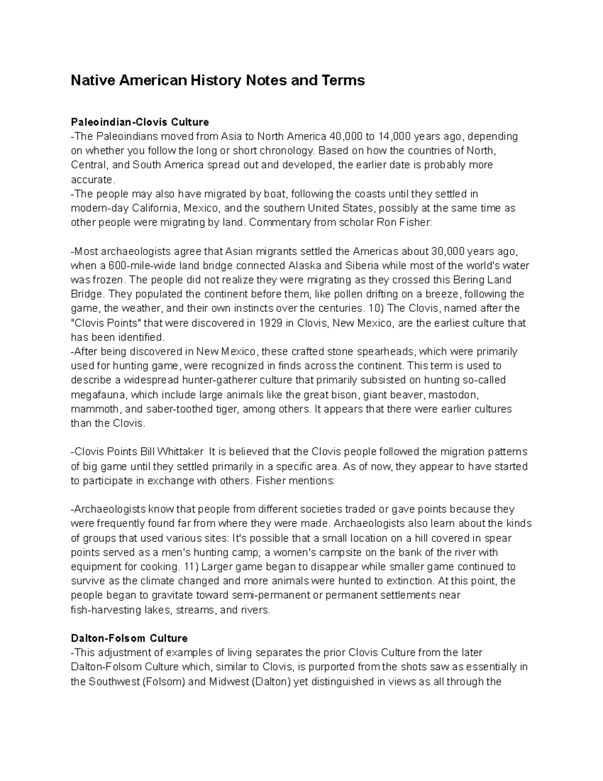 Native American History Notes and Terms 2 - Native American History ...