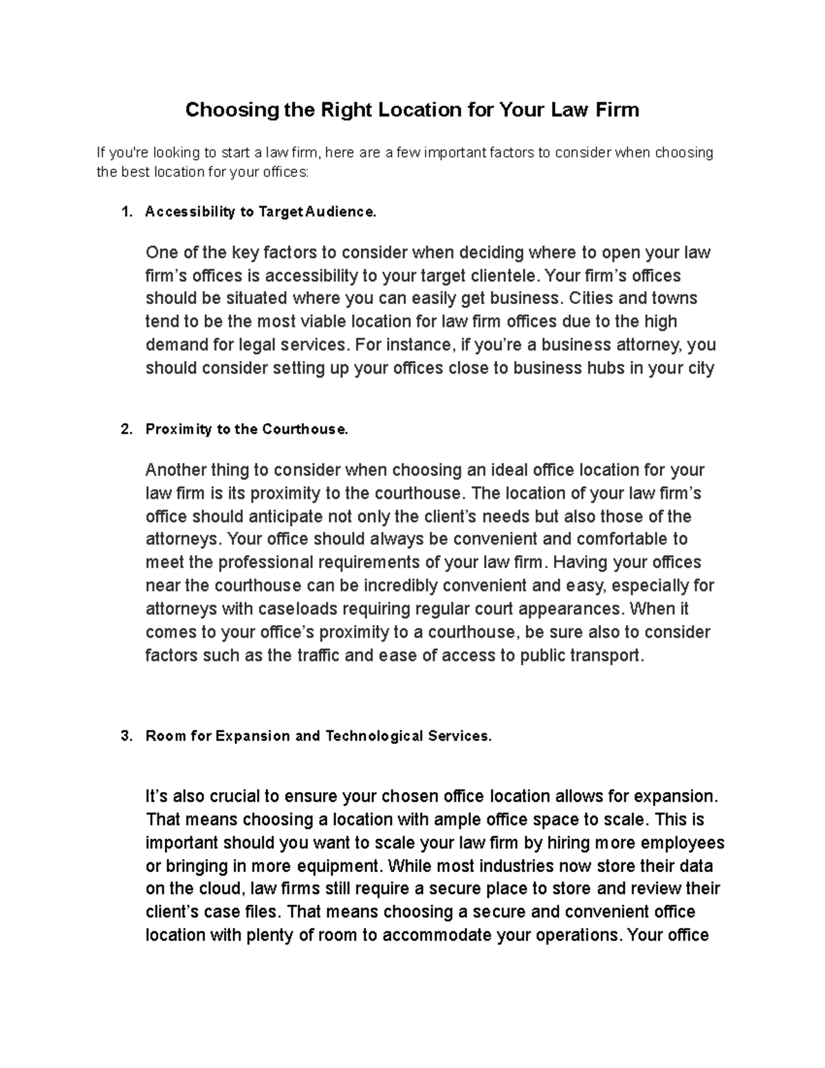 Set up law firm - Notes - Choosing the Right Location for Your Law Firm ...
