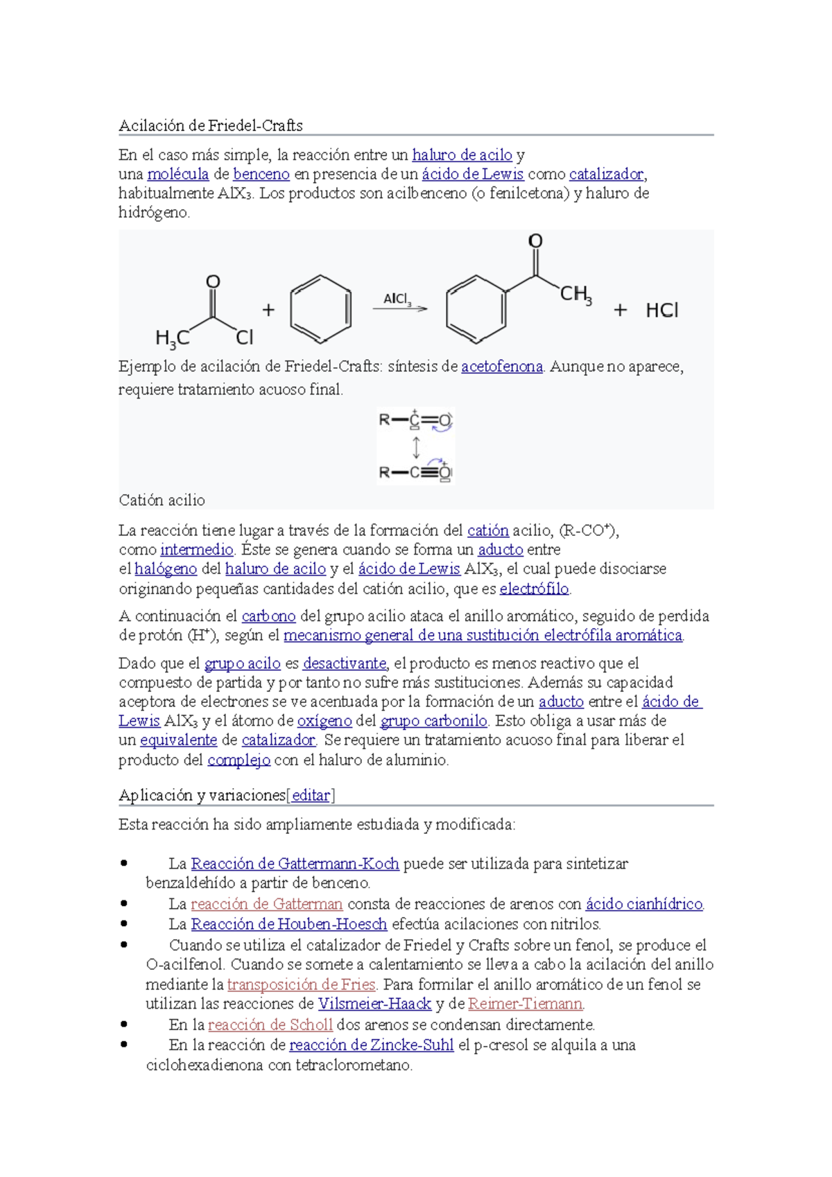 Acilación de Friedel - fisica y quimica - Acilación de Friedel-Crafts ...