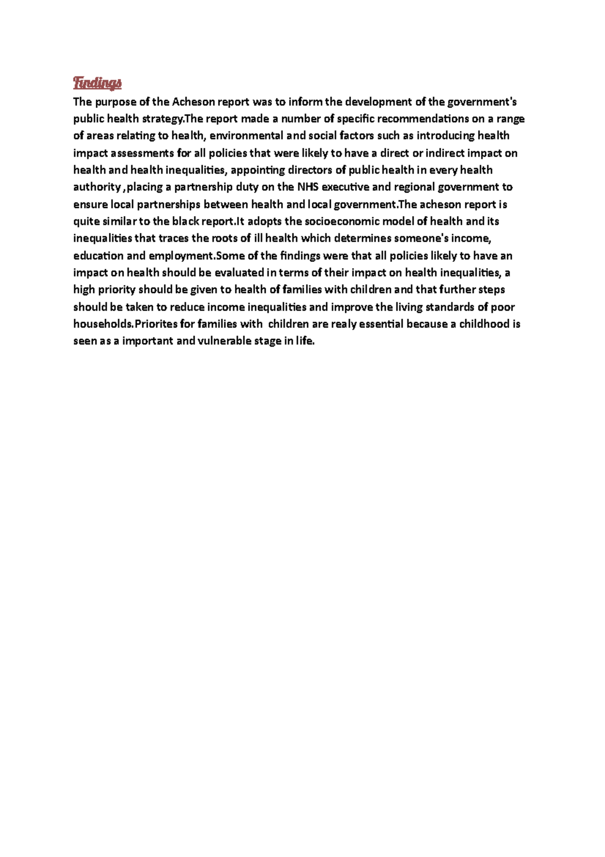 S - definitons and assignments - Findings The purpose of the Acheson ...