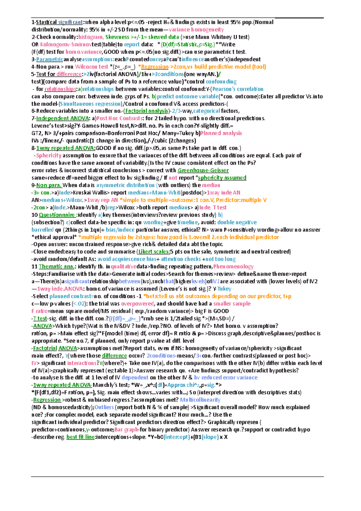 Ps2010 exam notes - this is the summaries of parts of the important ...