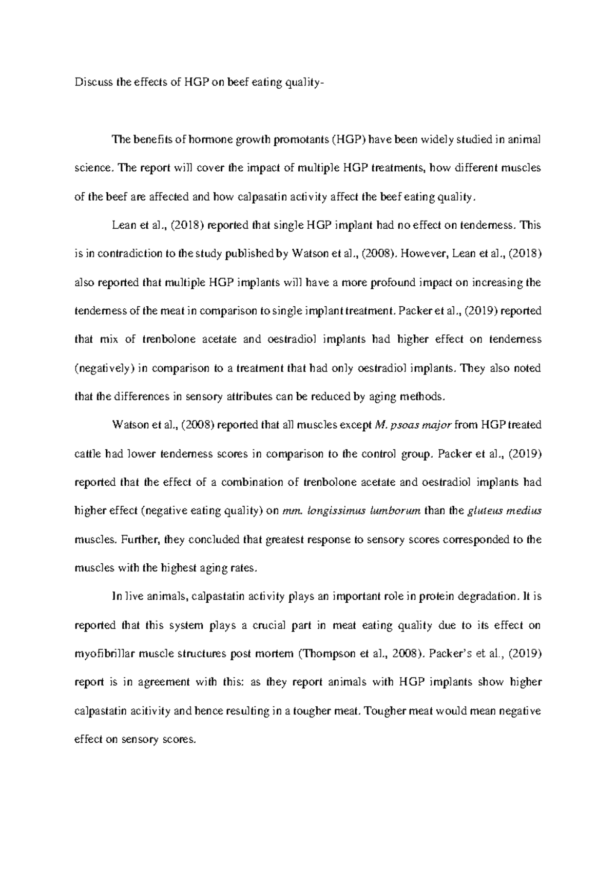 HGP, Ageing and Hanging methods - Discuss the effects of HGP on beef ...