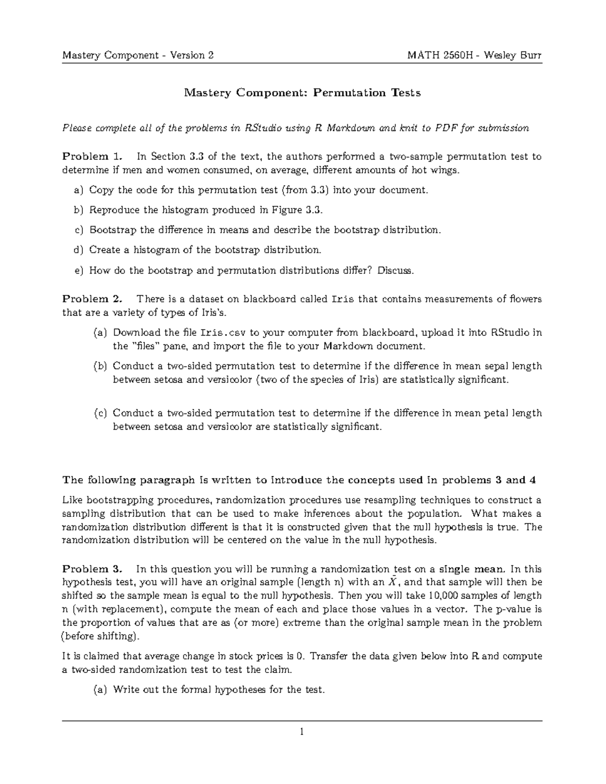 Perm Tests V 2 - Assignment for the course - Mastery Component ...