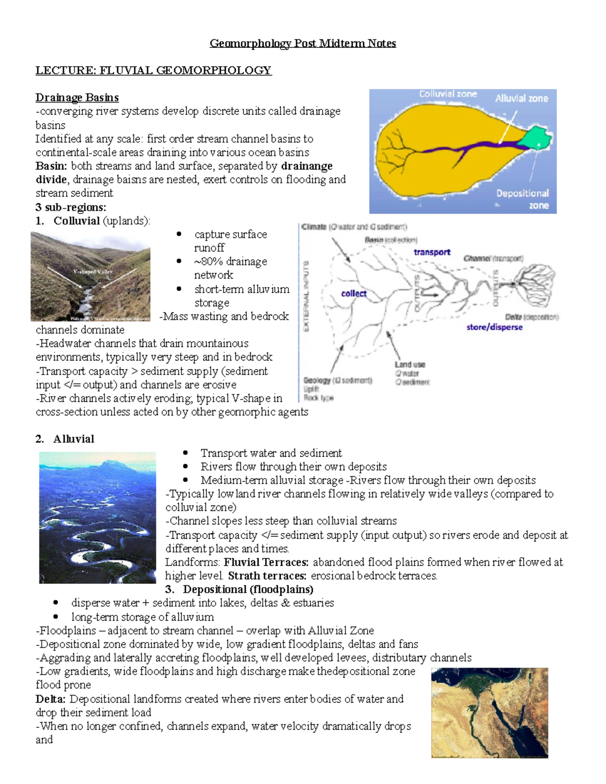 376 Post Midterm Notes - Professor: Eva Kwoll - Geomorphology Post ...
