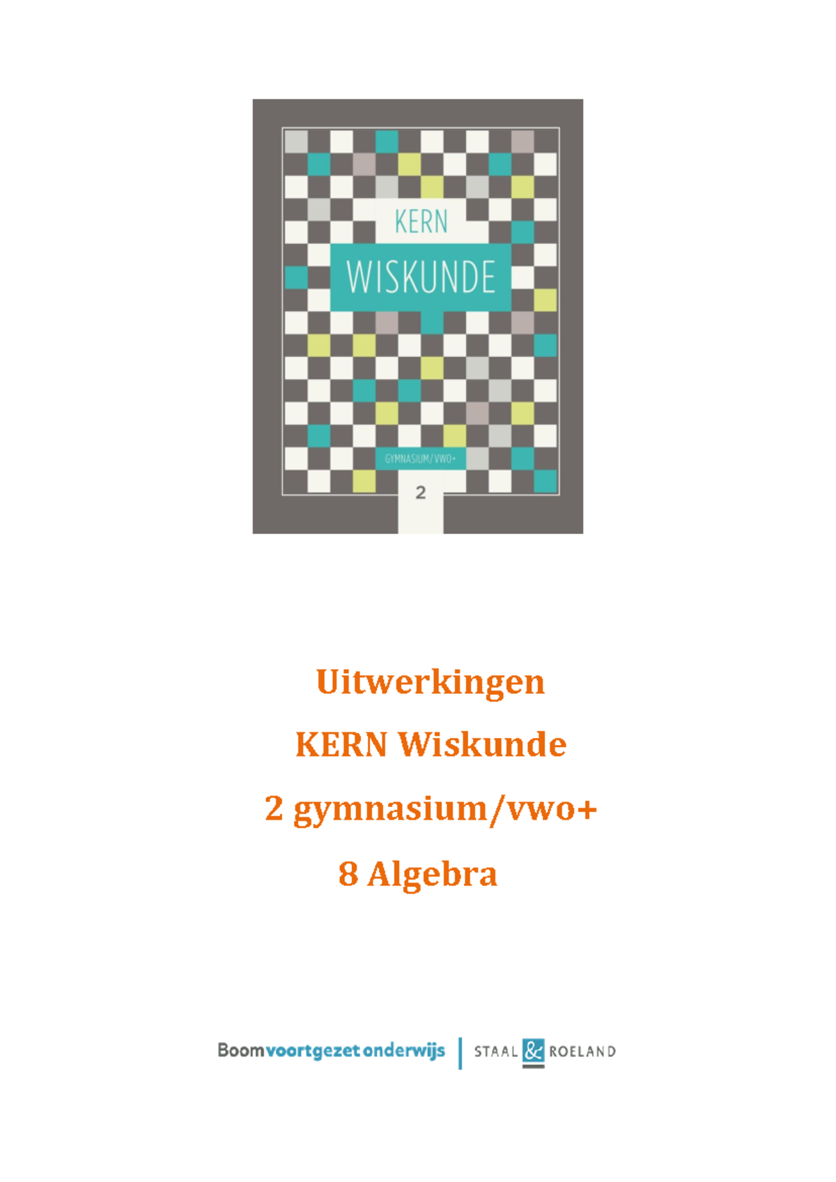 VG2 Uitwerkingen H8 - Antwoorden - Uitwerkingen KERN Wiskunde 2 ...