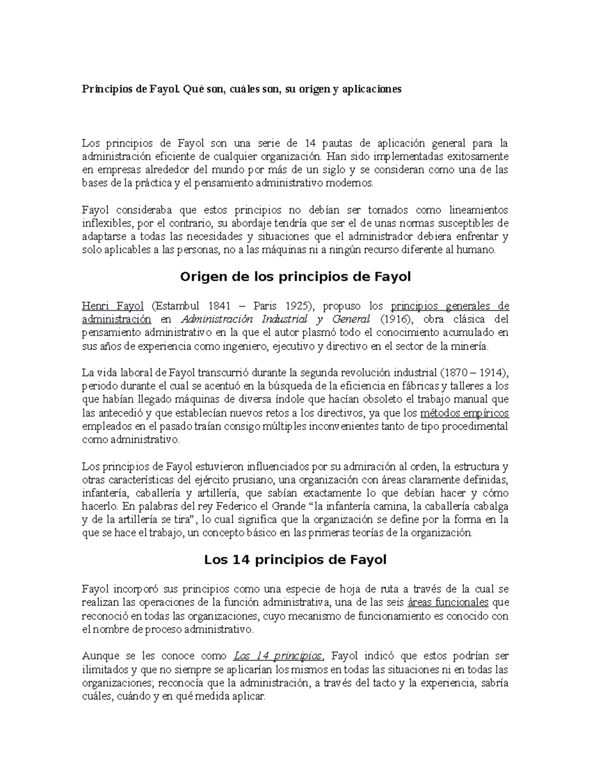 Principios de Fayol - Qué son, cuáles son, su origen y aplicaciones Los ...