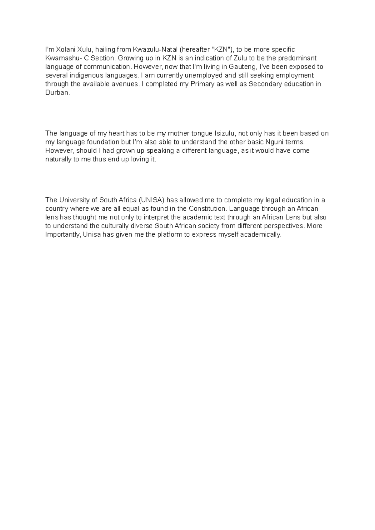 Afl porfolio info - research portfolio - I'm Xolani Xulu, hailing from ...