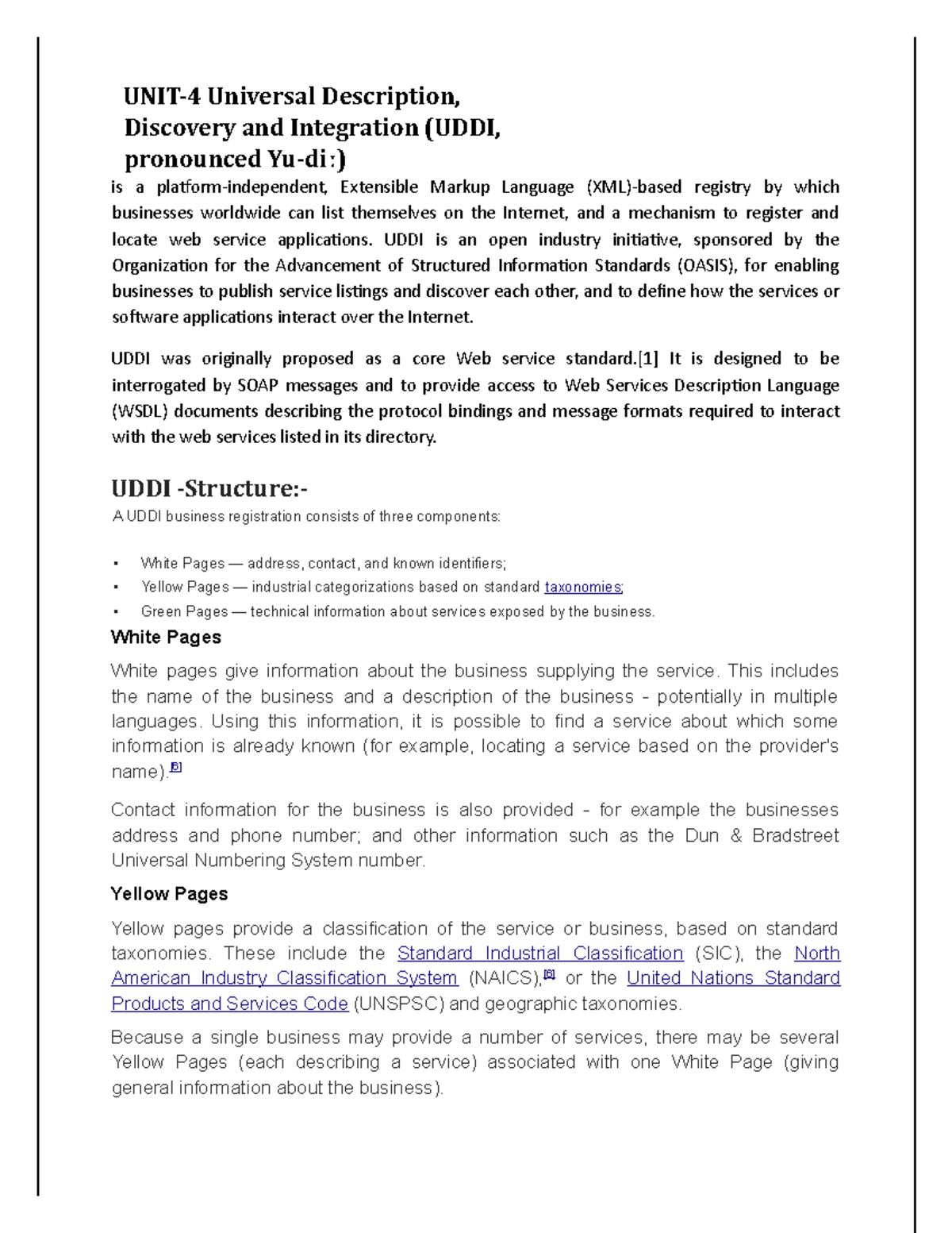 UNIT Universal Description, Discovery and Integration - UNIT-4 ...