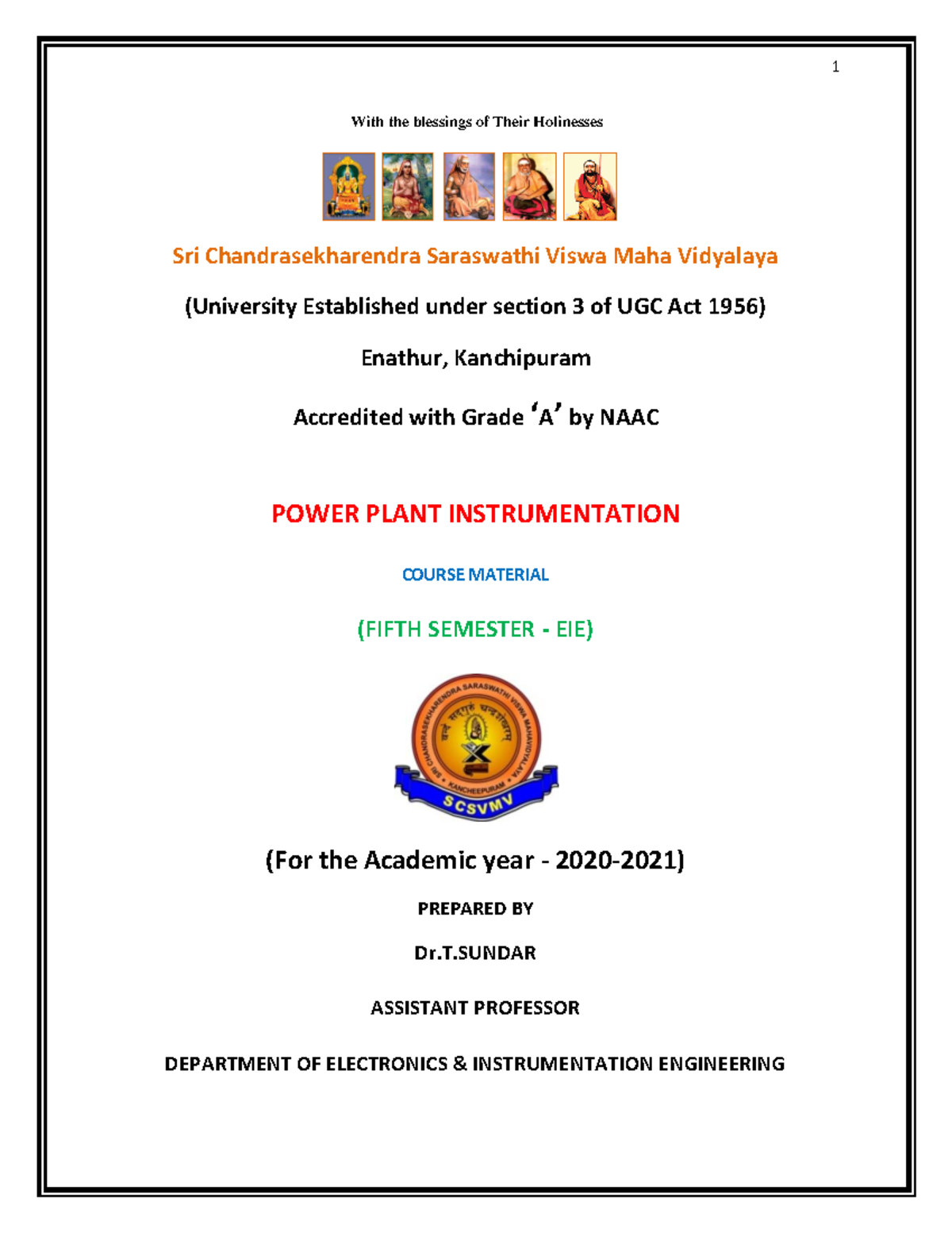 Power Plant Instrumentation - TS - With the blessings of Their ...
