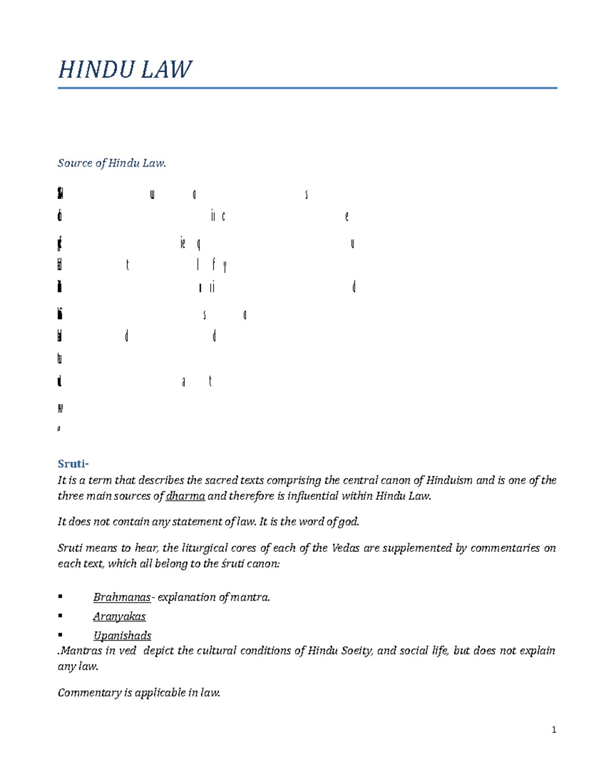 Hindu Law College Notes for exames - HINDU LAW Source of Hindu Law ...