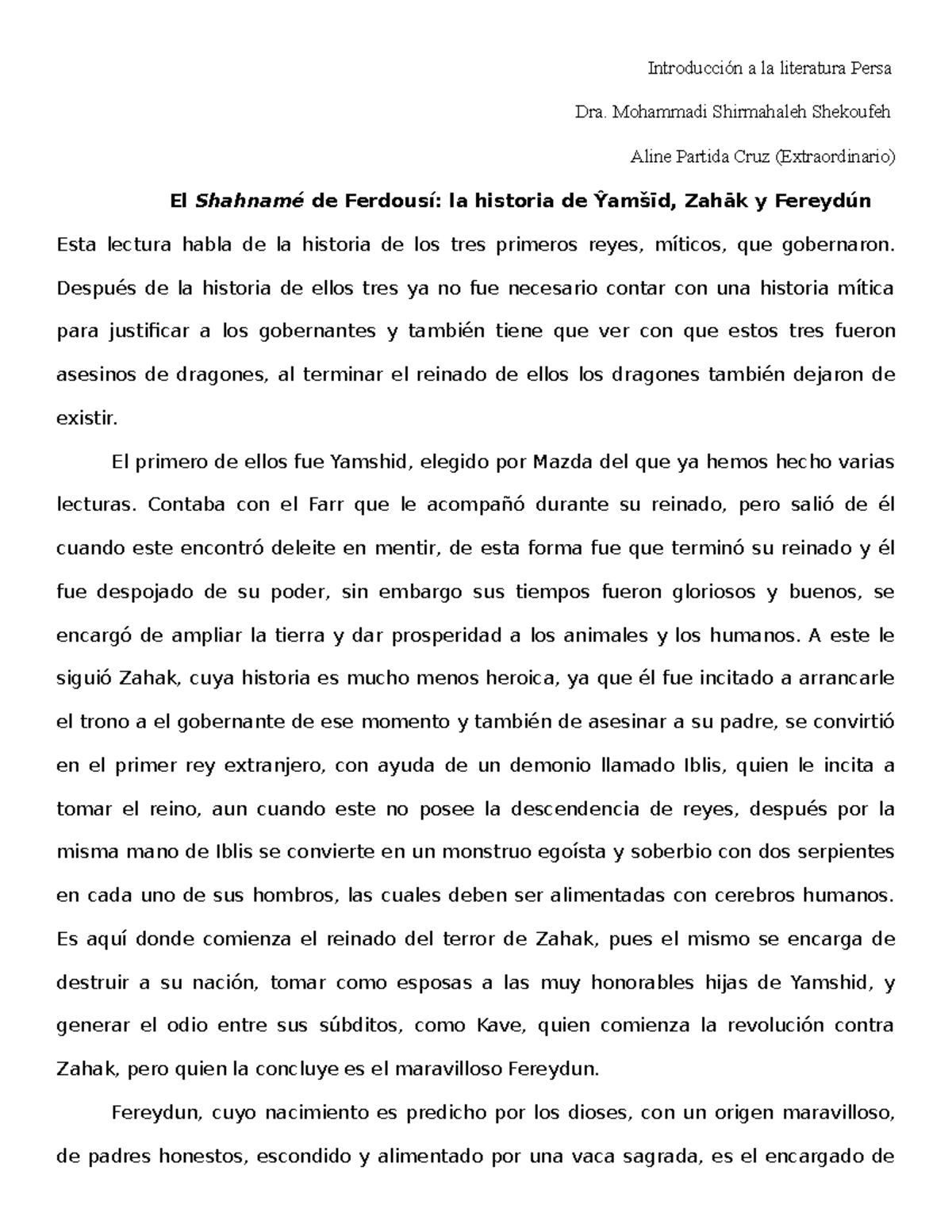 La historia de Fereydun - Introducción a la literatura Persa Dra ...