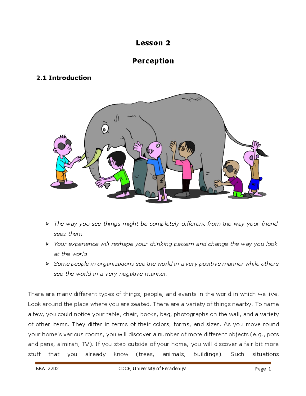 Lesson 3 Perception - question and answer - Lesson 2 Perception 2 ...