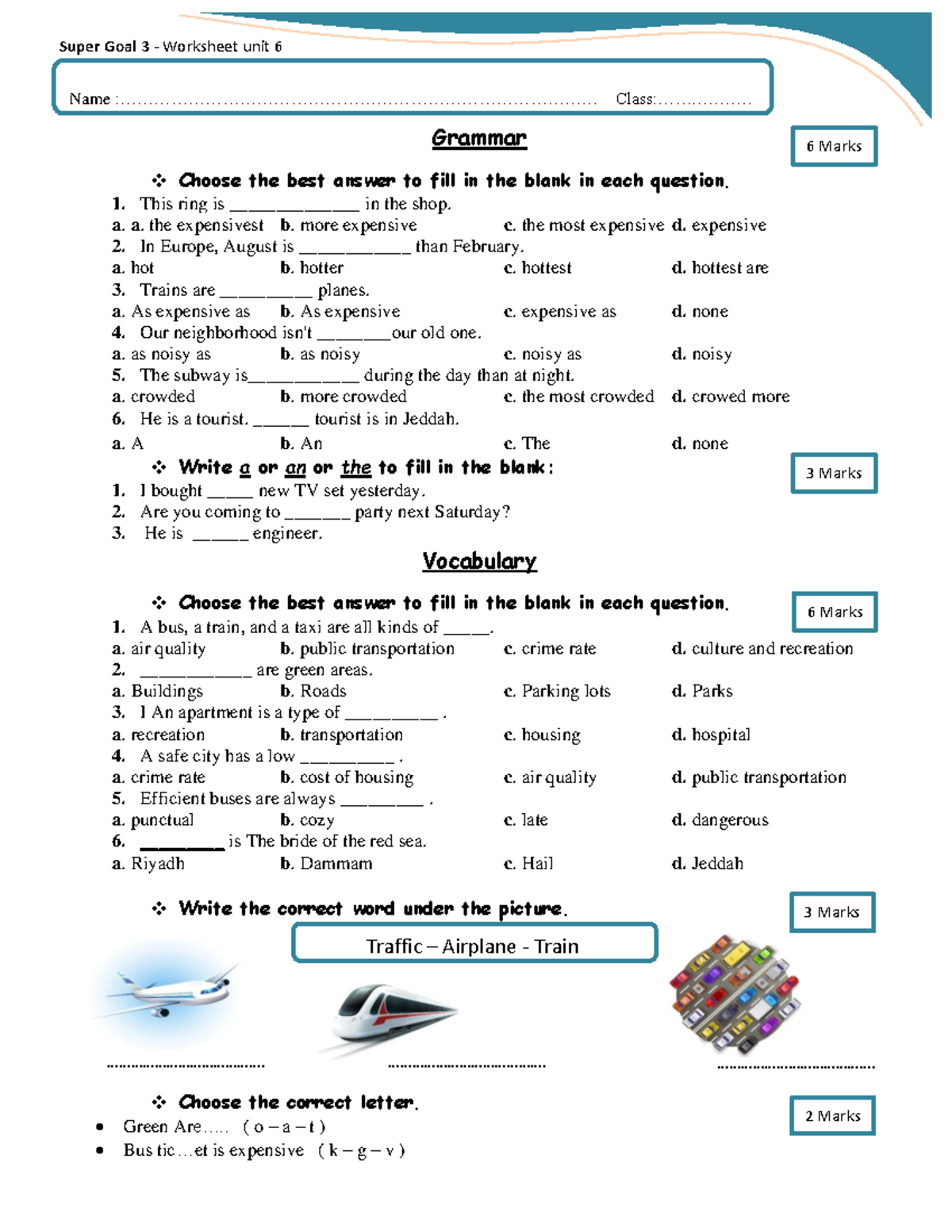 Super Goal 3 - Worksheet unit 6 - Super Goal 3 - Worksheet unit 6 - Studocu