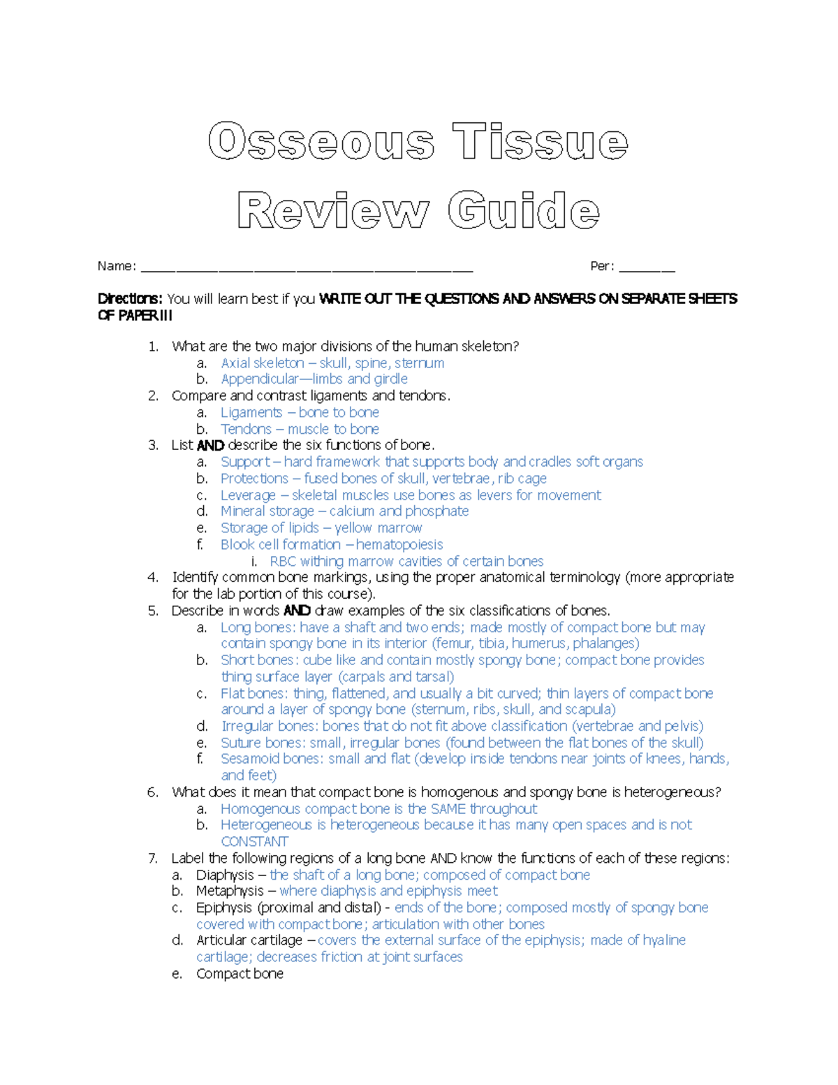 5 Osseous Tissue Review Guidemw - Name ...