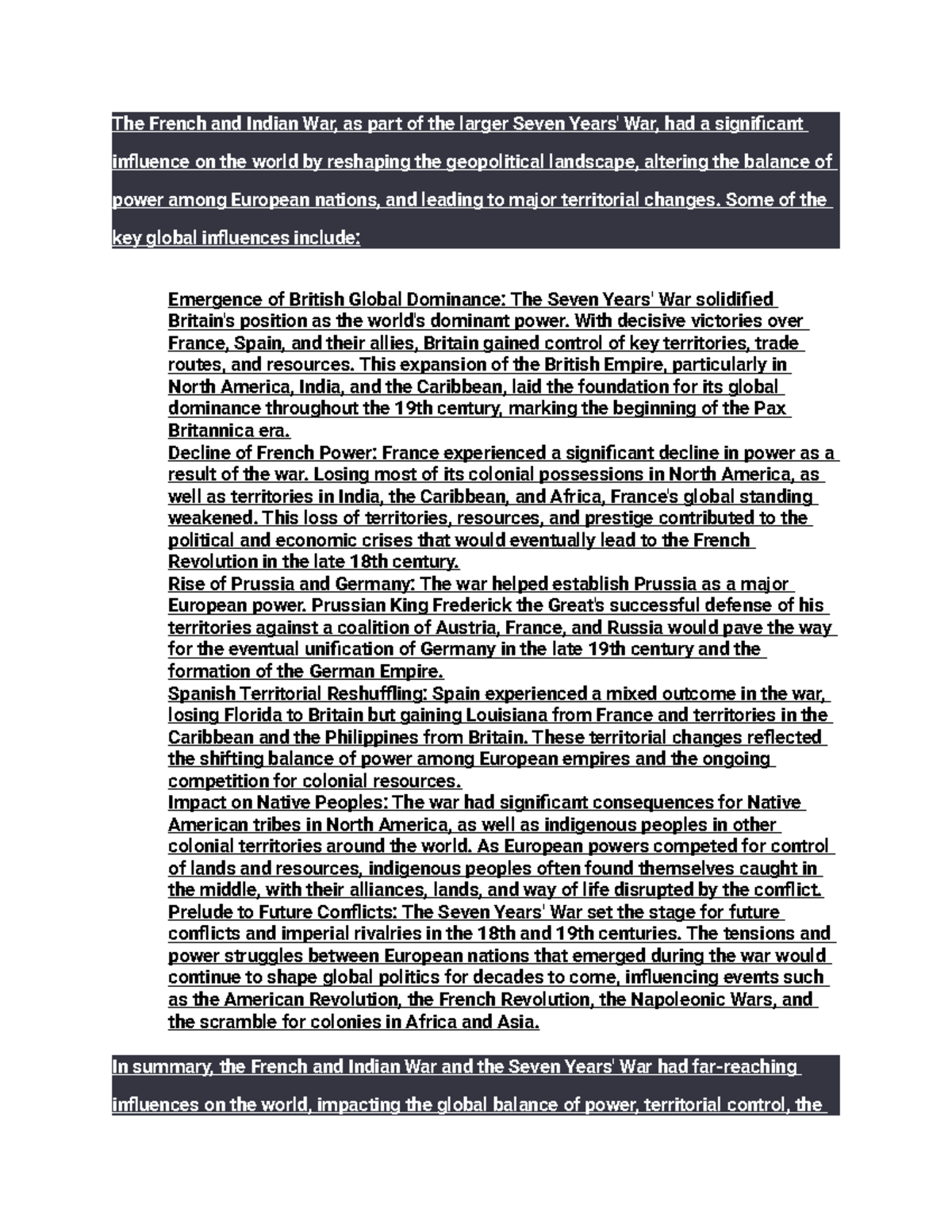 French and Indian War - lecture notes Rachel Gunter - The French and ...