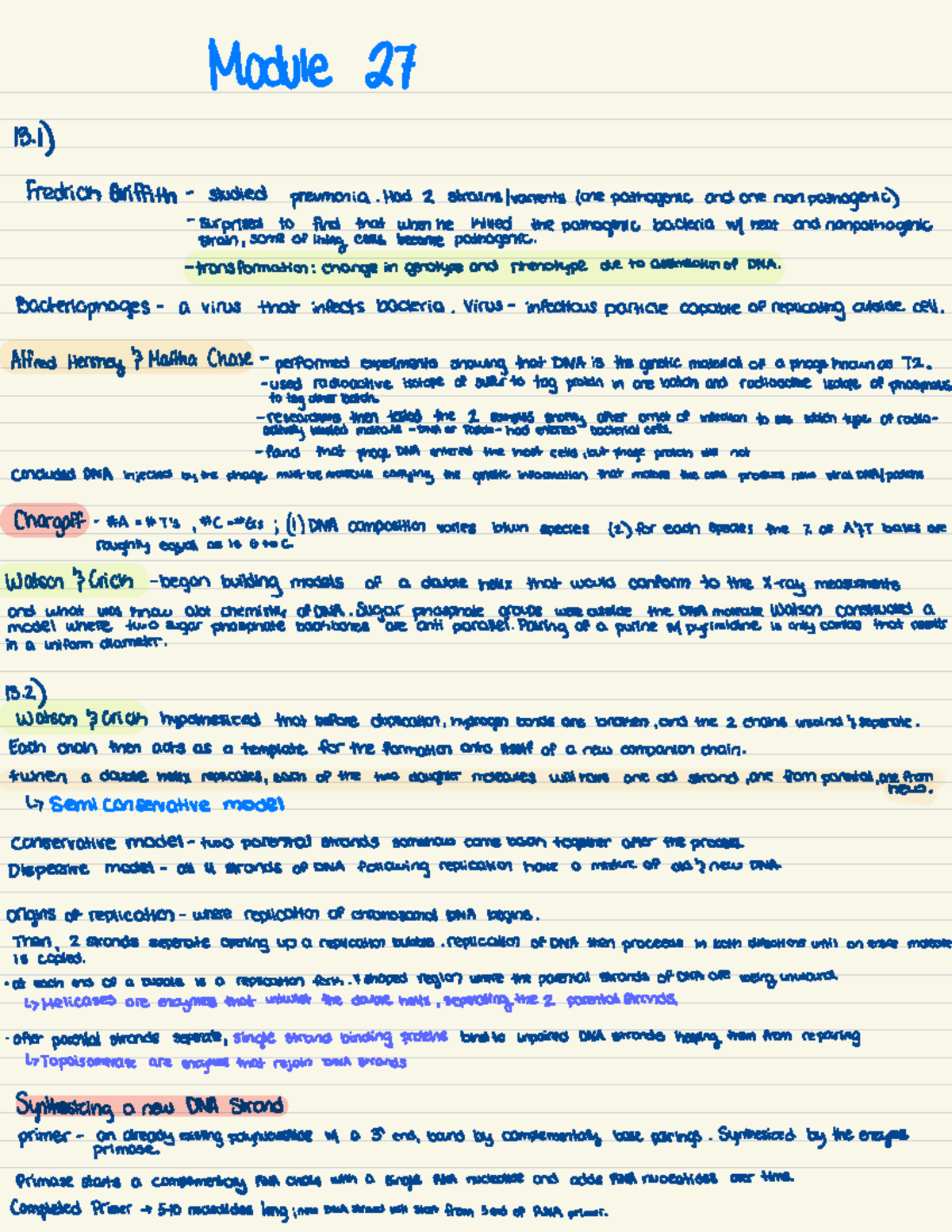 DNA Evidence and Structure; intro to DNA replication - Module 27 B ...