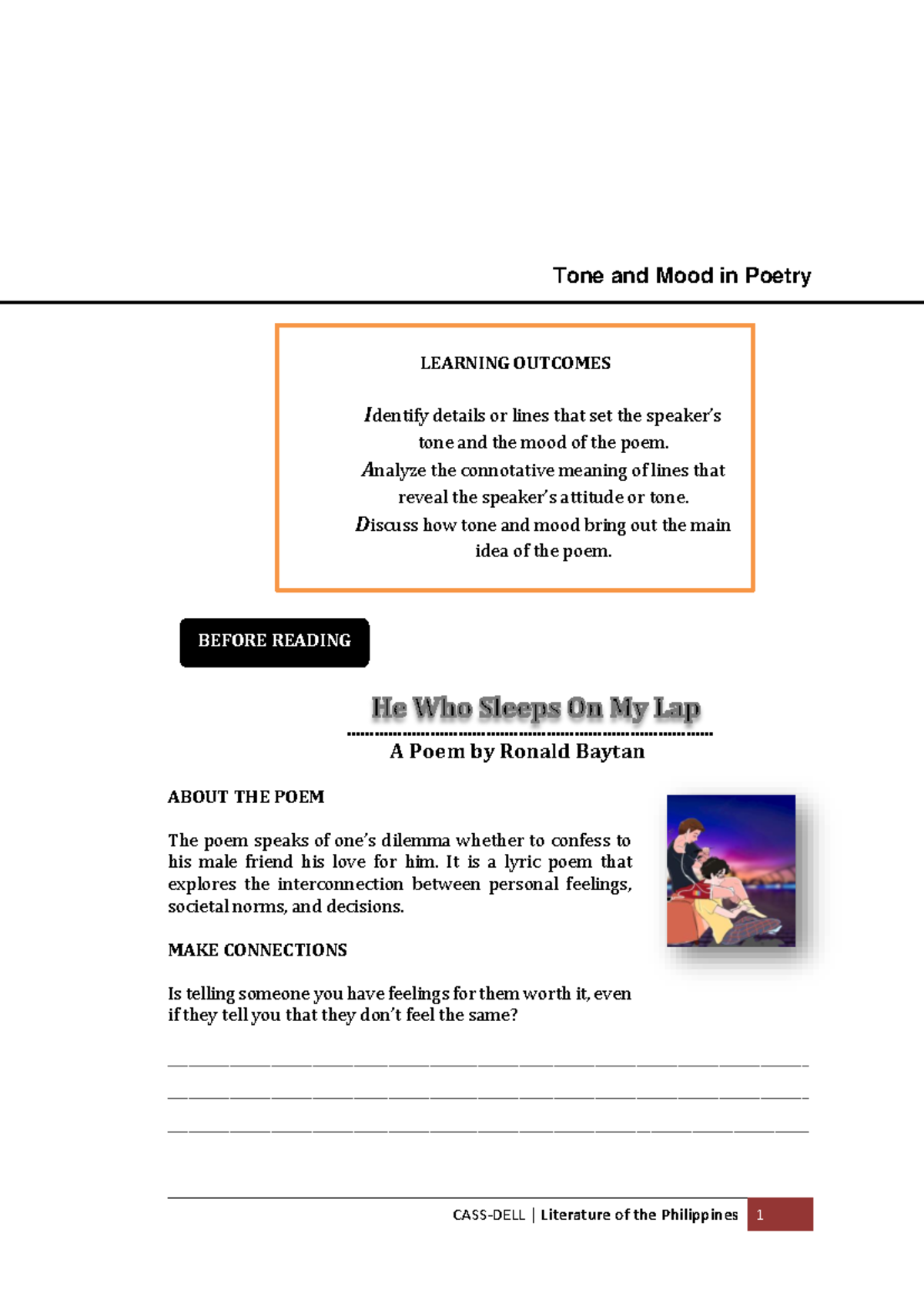 TONE AND MOOD IN Poetry - None - BEFORE READING Tone and Mood in Poetry ...