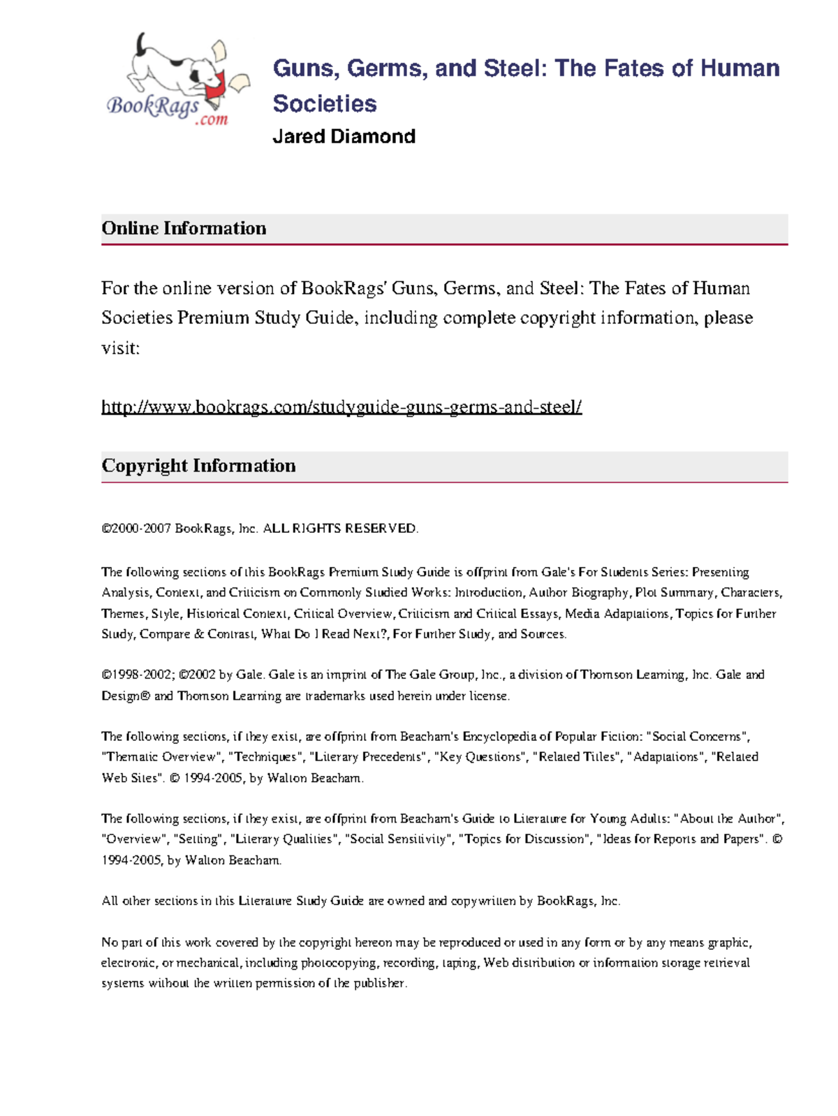 Guns Germs and Steel Study Guide - Guns, Germs, and Steel: The Fates of ...