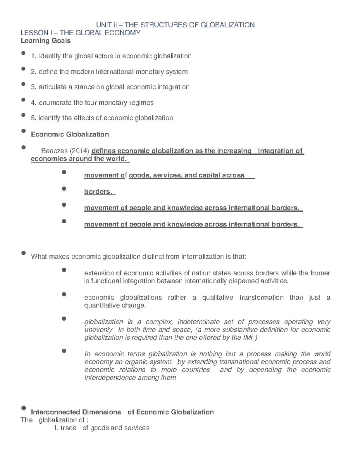 Lesson 2 Weeks 3 5 THE Structures OF Globalization for sharing - UNIT ...
