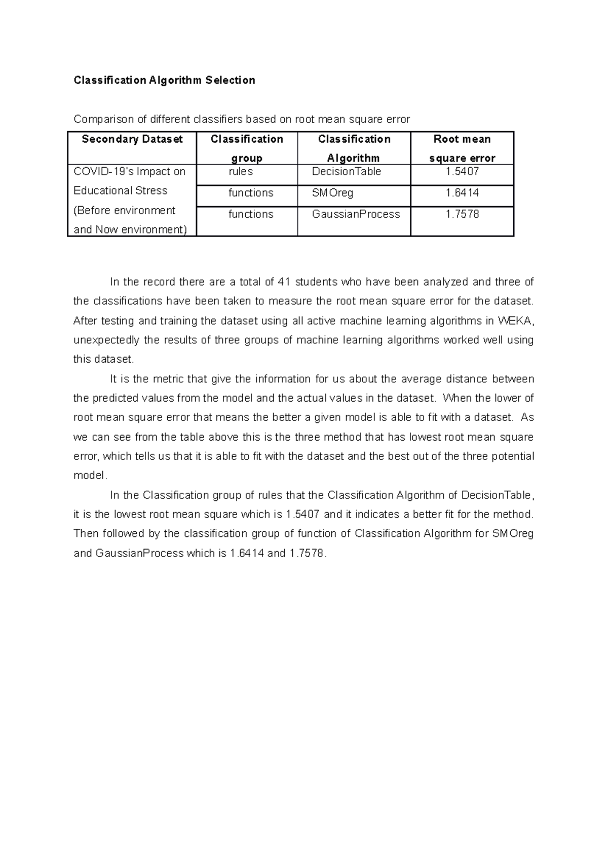 Classification Weka Classification Algorithm Selection Comparison Of Different Classifiers