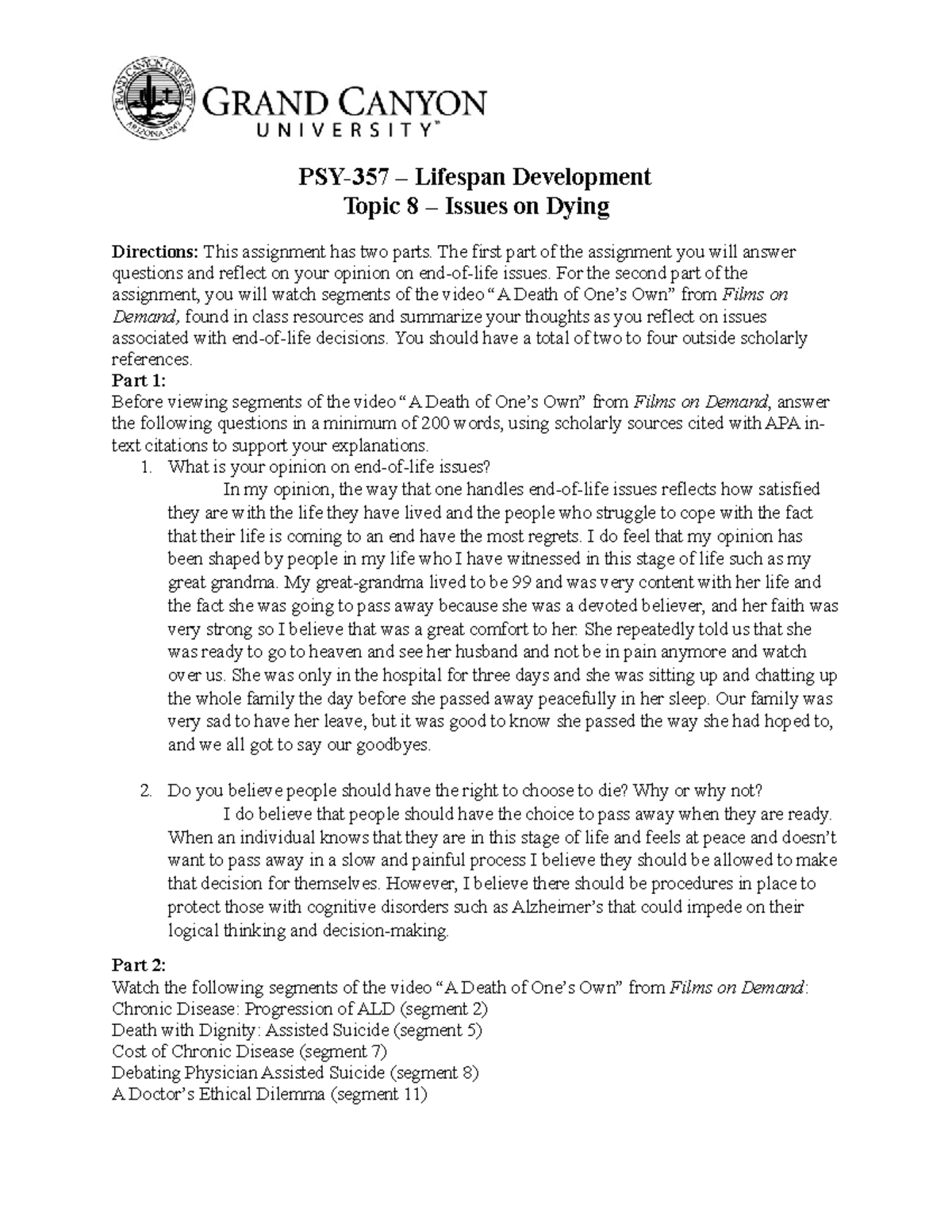 PSY 357 T8 RS Issueson Dying Worksheet - PSY-357 – Lifespan Development ...