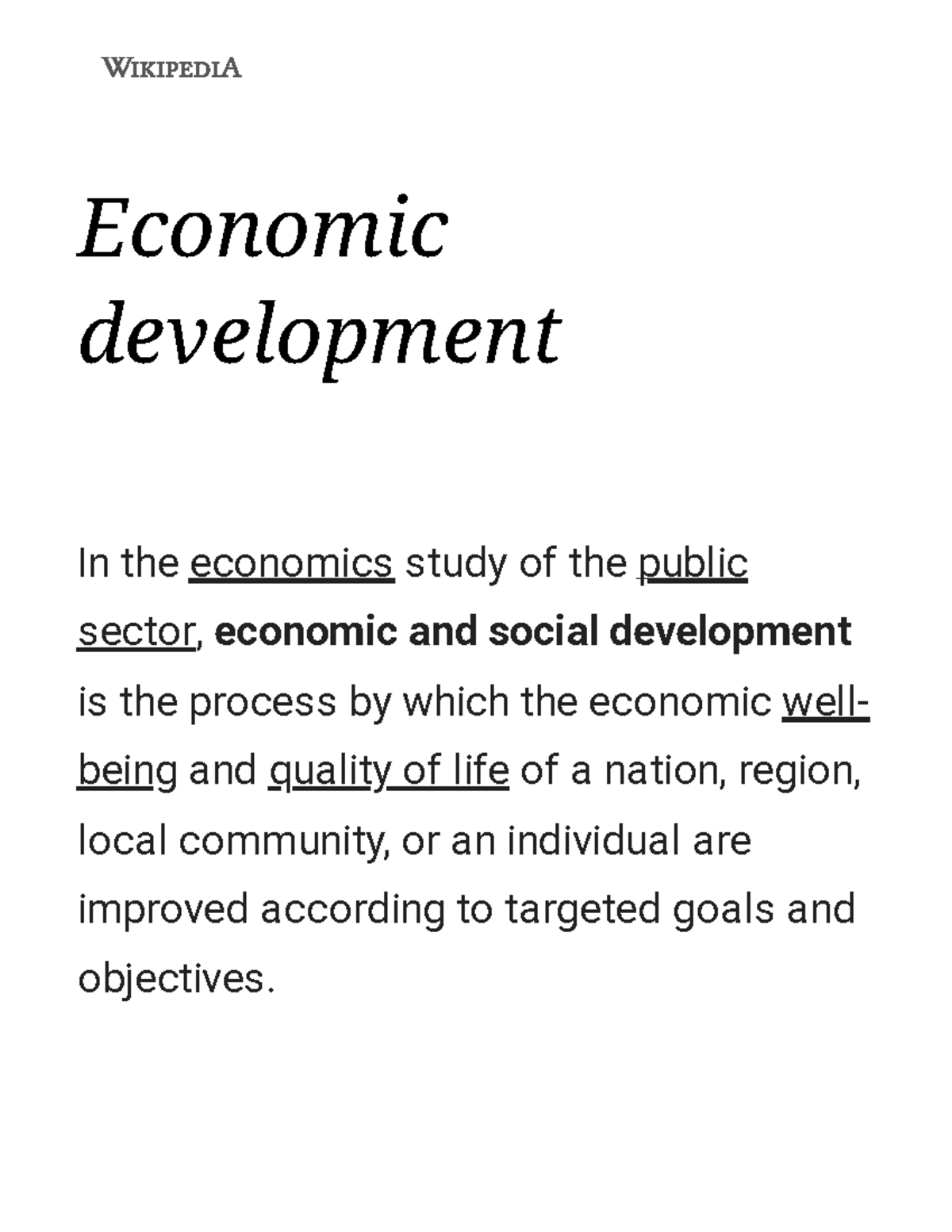 Economic development - Wikipedia - Economic development In the ...