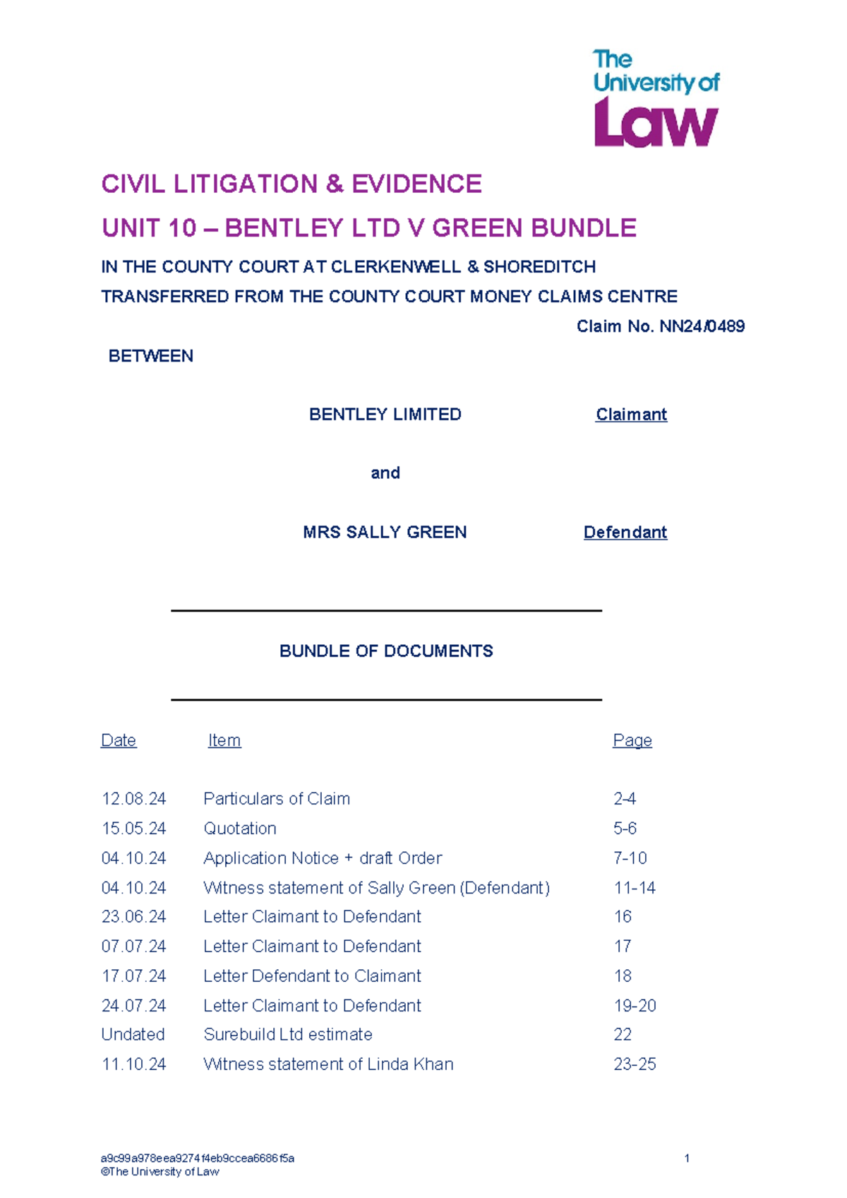 2425 civ unit10 civadv 01 ce01 bentley bundle - CIVIL LITIGATION ...