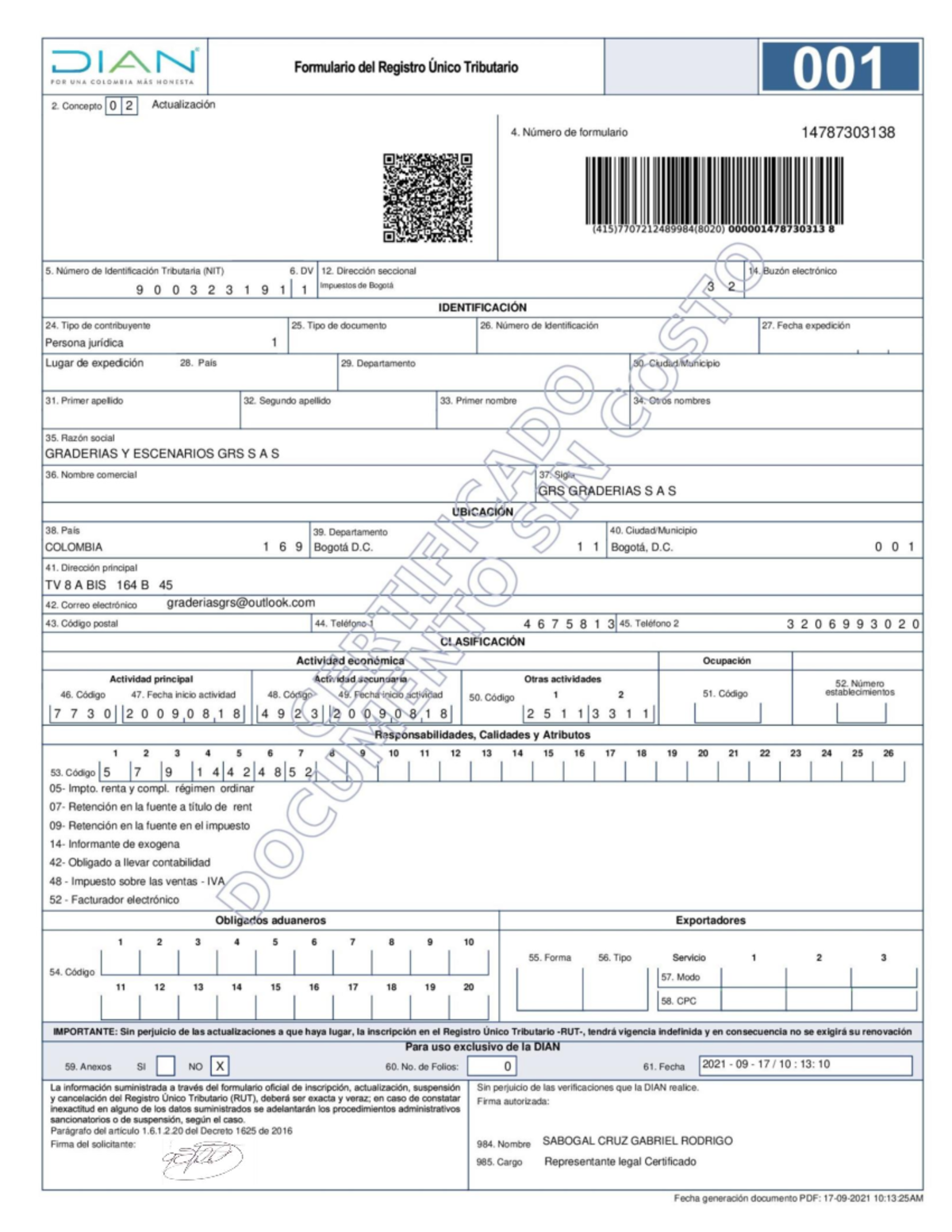 RUT GRS Actualizado - ejemplo de rut - Contabilidad básica - Studocu