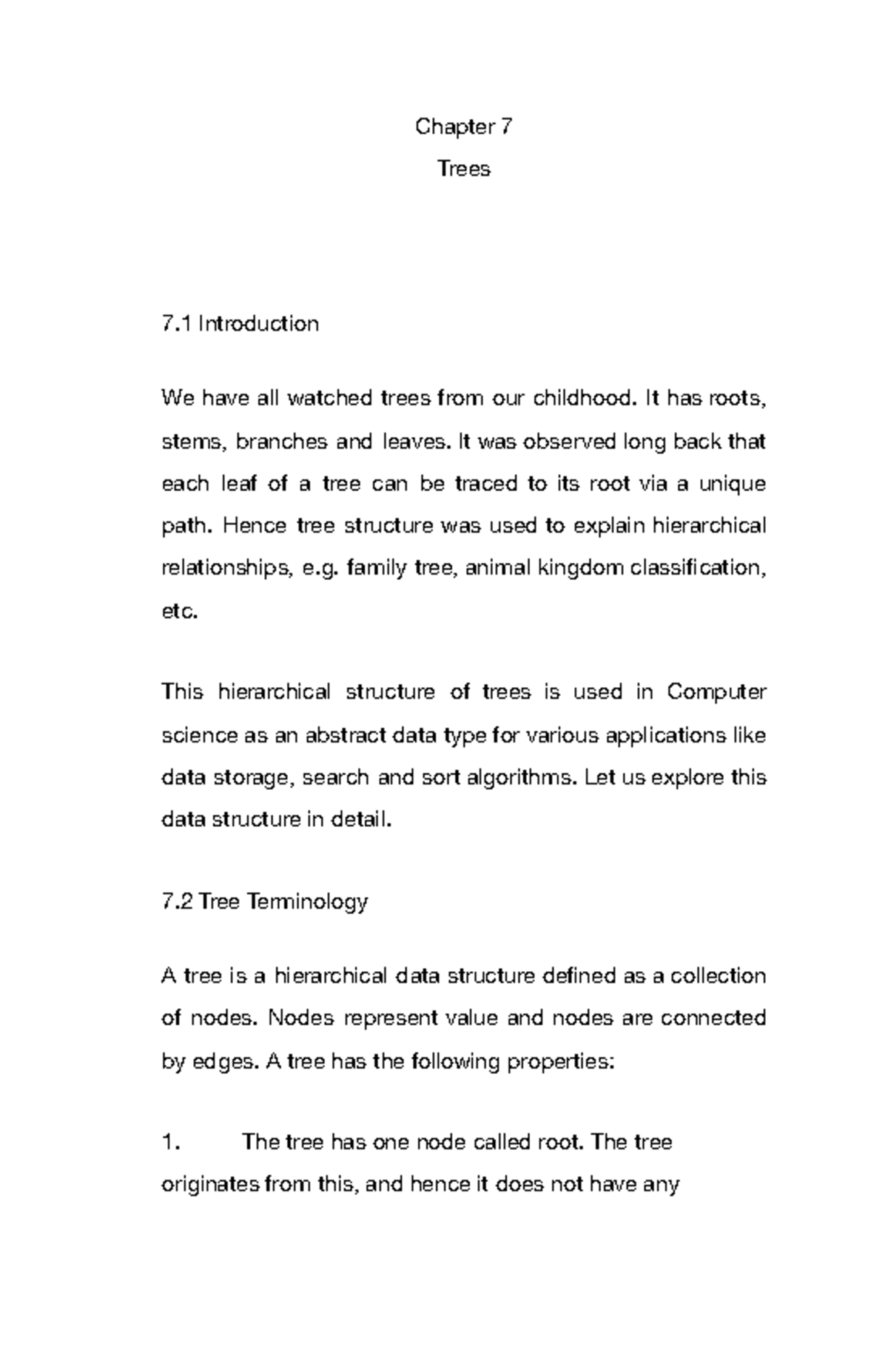 Chapter 7 Trees - Essay - Chapter 7 Trees 7 Introduction We have all watched trees from our ...