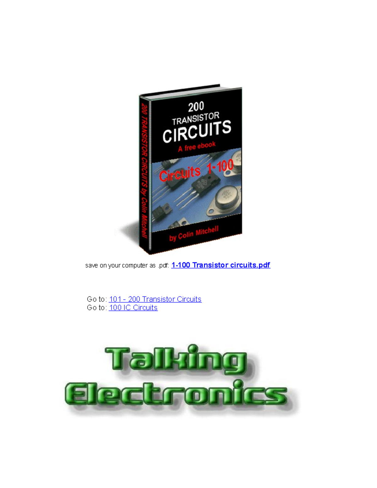 100 Transistor Circuits - save on your computer as .pdf: 1-100 ...