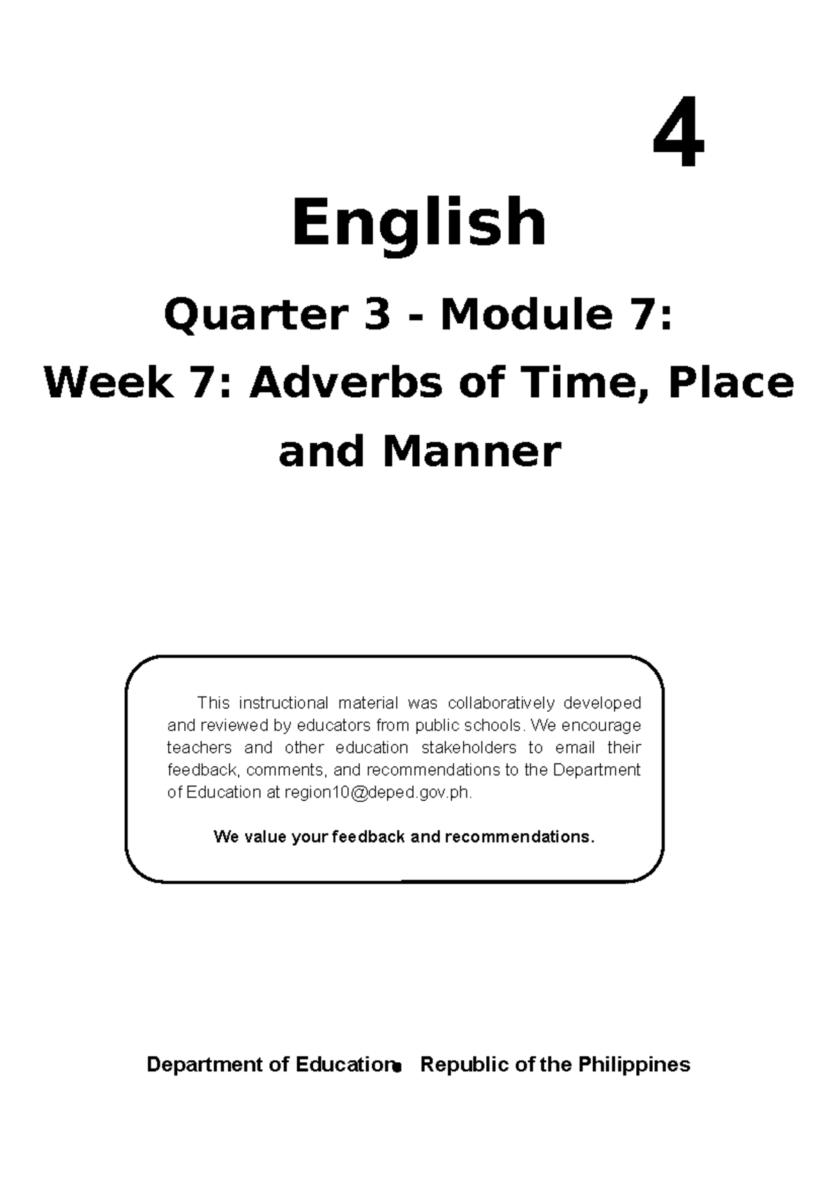 English 4 q3 mod7 adverbs v3 - Department of Education Republic of the ...