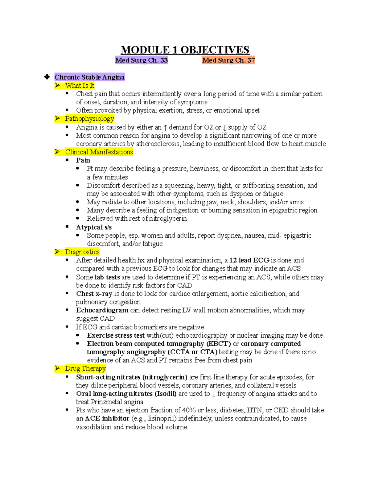 Module 1 objectives - MODULE 1 OBJECTIVES Med Surg Ch. 33 Med Surg Ch ...