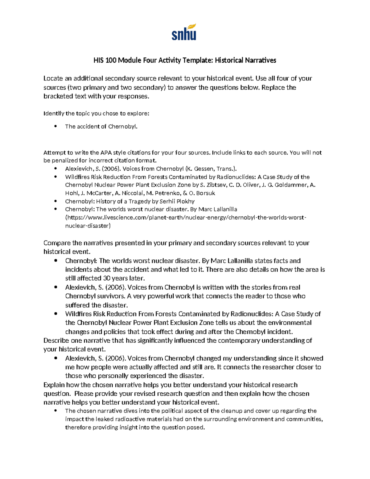 HIS 100 Module Four Activity Narratives Template DONe - HIS 100 Module ...